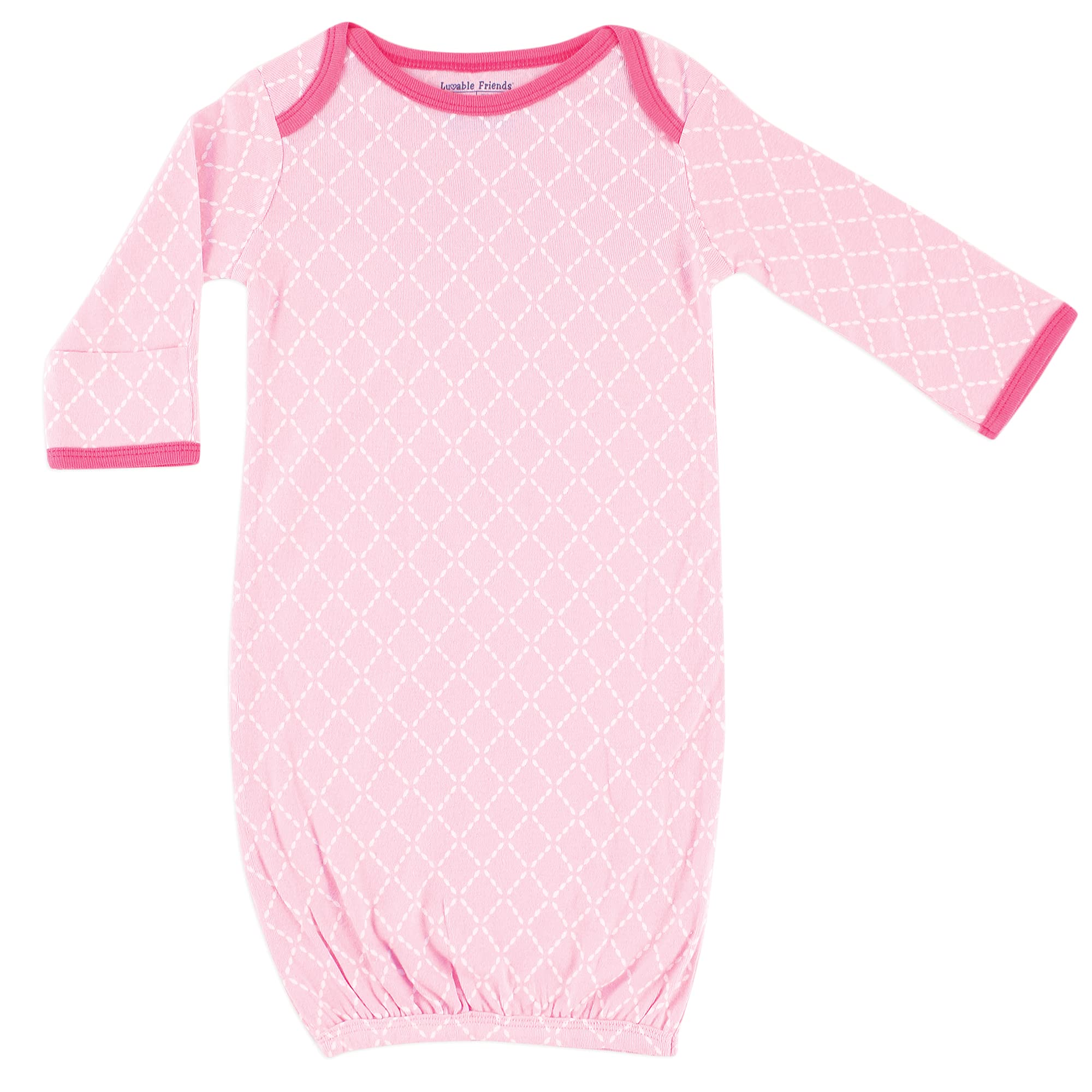 Luvable Friends Unisex Baby Cotton Gowns, Pink Floral, 0-6 Months US