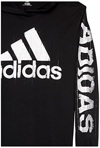 adidas Boys' Long Sleeve Adi Warp Hooded Tee, Black with Silver, Large (14/16)