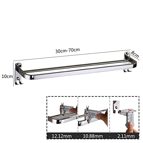 Towel Rail Rack - Hand Towel Holder for Bathroom Wall - 30cm Bath Bar Silver - Attached with Practical 2 Hooks - Stainless Steel - Fits in Kitchen,Toilet - Contemporary Design (Size : 27.6 inch)
