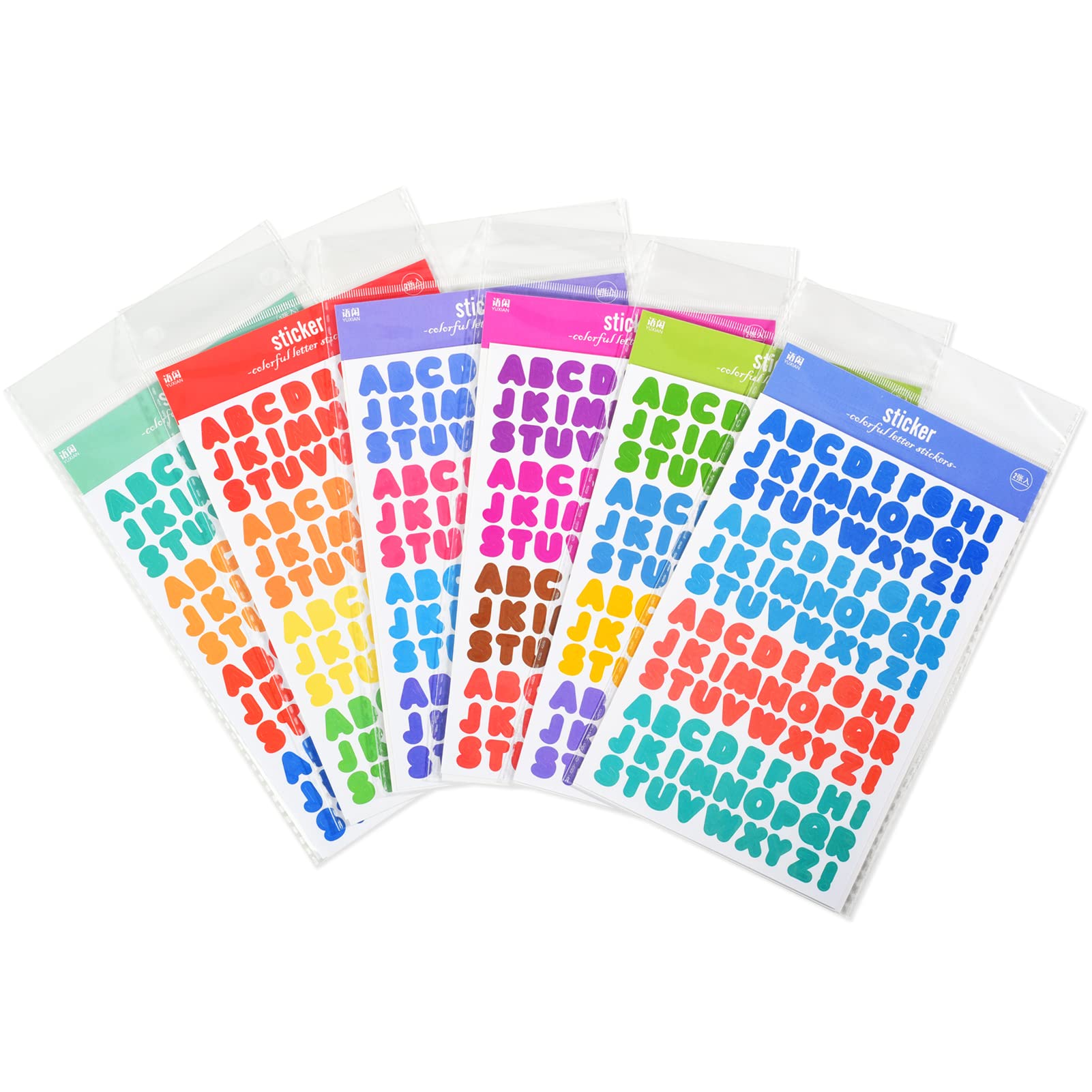 Colorful Alphabet Stickers Pack 12 Sheets Cute Number and Letter Self-Adhesive Decorative Scrapbook Sticker Set for Greeting Cards Photo Diary Gift Envelope Album Kids Arts Craft