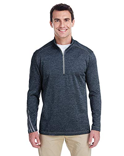 Adidas Brushed Terry Heathered Quarter-Zip Pullover 2XL Navy Heather/ Mid Grey