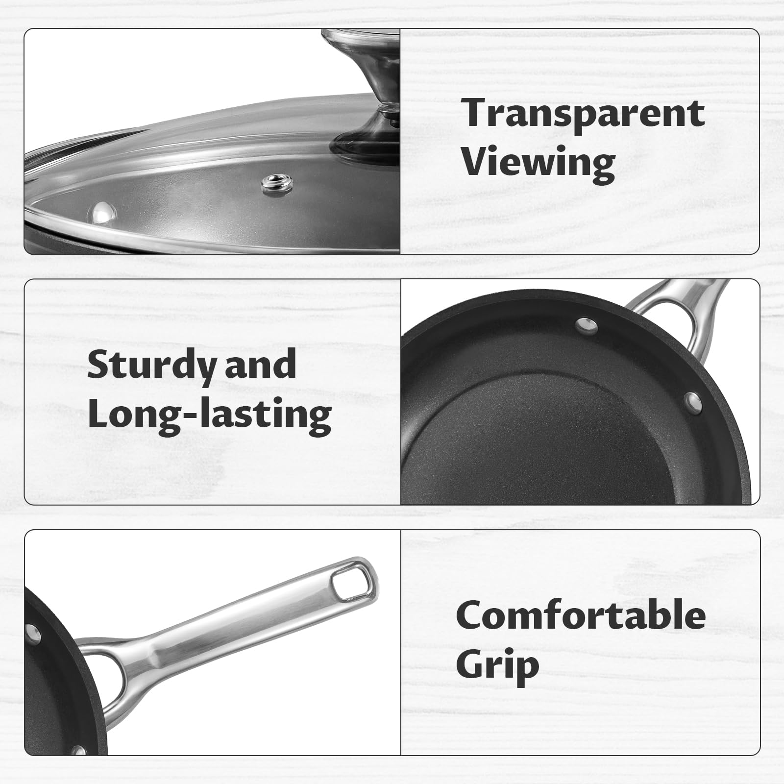 BEZIA Induction Cookware Set 15-Piece, Pots and Pans Set Non Stick with Ceramic Coating, Induction Pots Set with Stainless Steel Handles & Lids, Oven Safe, Compatible with All Stoves