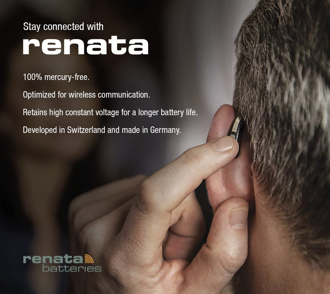 Renata Size 312 Zinc Air 1.45V Hearing Aid Battery - Designed in Switzerland (60 Batteries)