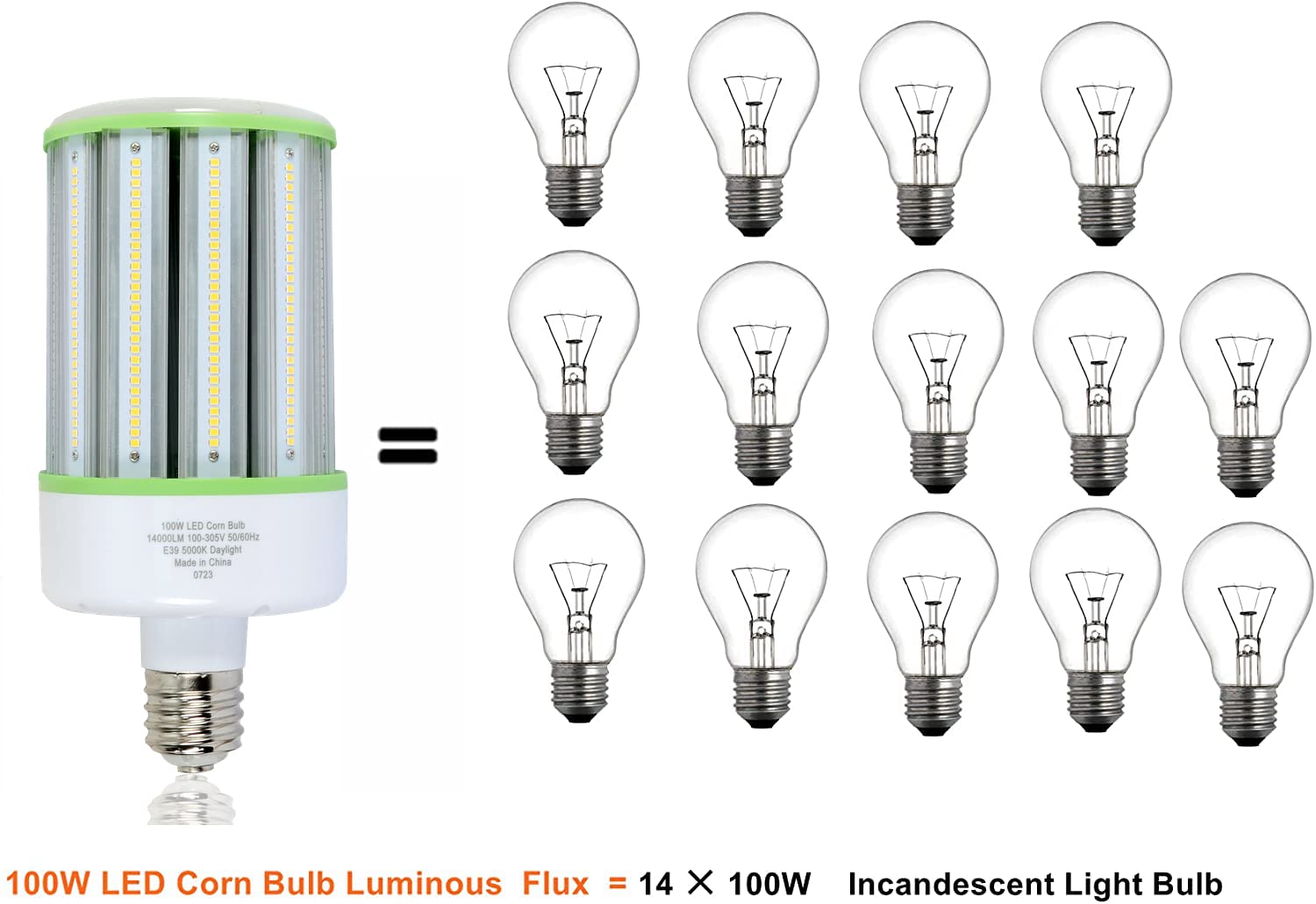 TJBB 2-Pack 100W Led Corn Cob Light Bulb, E39 Large Mogul Base led Bulb (250-400W MH/HPS Replace) Indoor Outdoor Lighting for Garage Warehouse High Bay Parking Lot Wall Pack