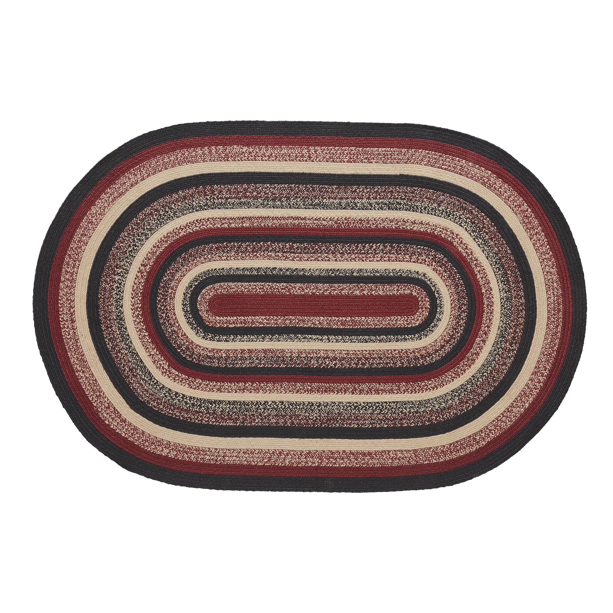 VHC Brands Jute Rug 48x72 w/Pad, Jute Area Rug, Accent Rug, Floor Decor, Braided, Connell Collection, Oval 48x72, Country Black