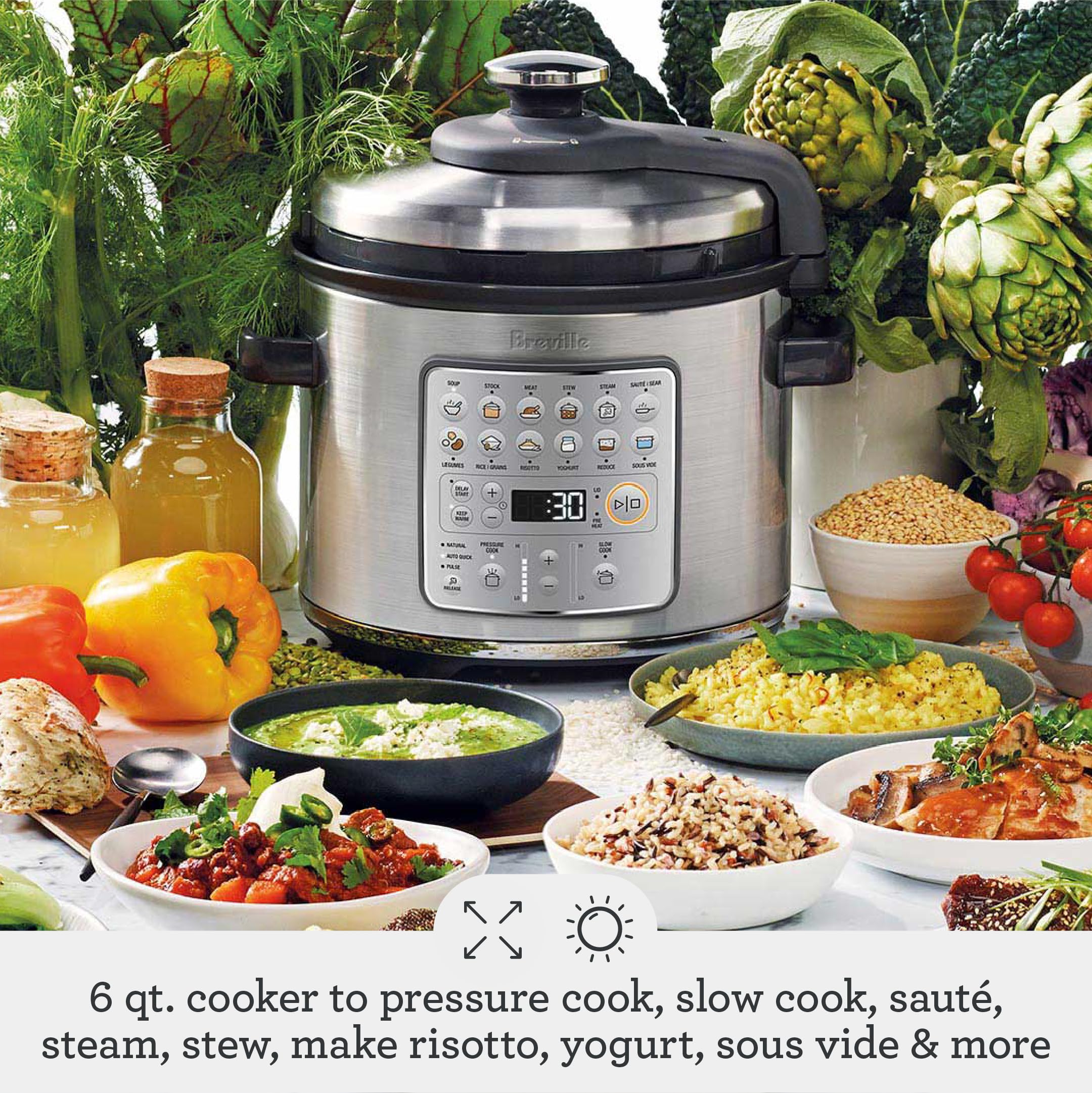 Breville the Fast Slow GO™ Slow Cooker, BPR680BSS, Brushed Stainless Steel
