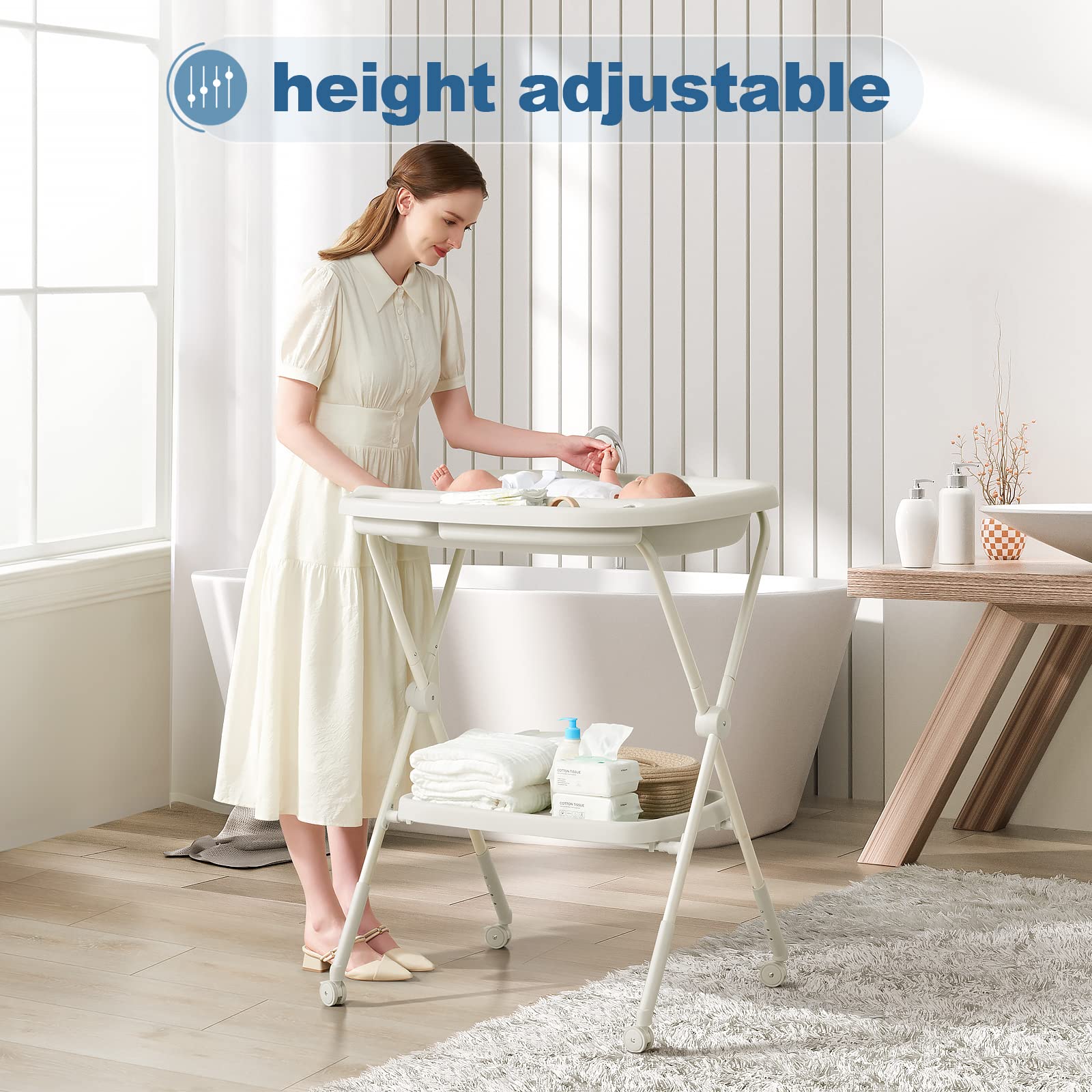 Baby Changing Table Waterproof Removable Changing Pad, Foldable Diaper Changing Tables for Infants, Portable Baby Changing Station