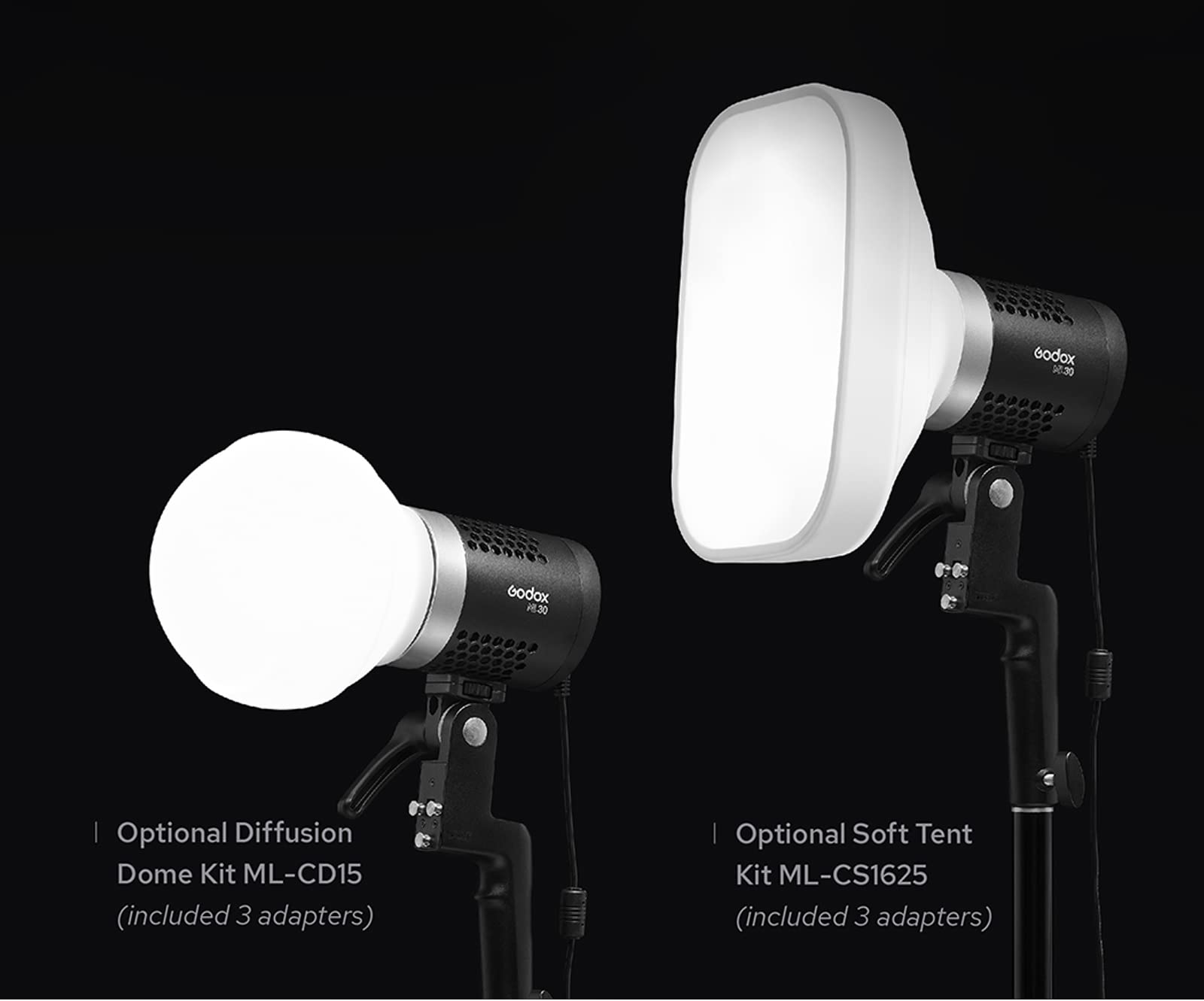 Godox ML30 37.6W 5600K LED Video Light, CRI 96+ TLCI 97+, 8590Lux@1m with Reflector, 4FX Effects,Slient Mode,with 2X NP970 Lithium Battery, APP Wireless Control,Multiple Control Methods (ML30)