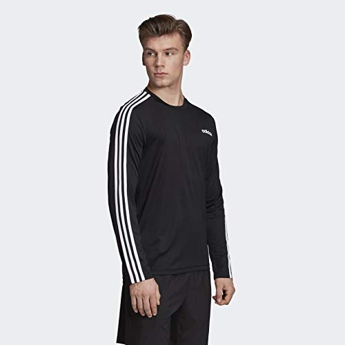 adidas Designed 2 Move 3-Stripes Long Sleeve Tee, Black, XX-Large