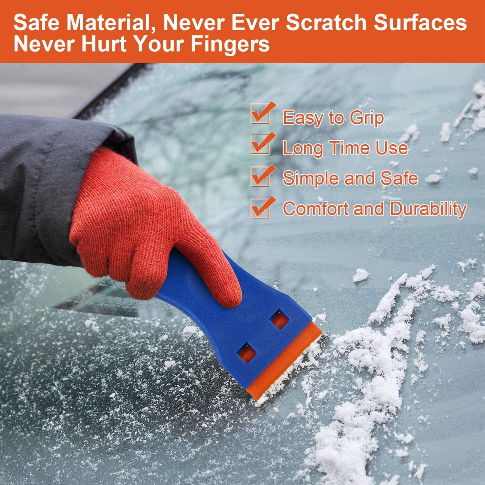 Plastic Blade Scraper, 5PCS Razor Scraper Tool 100PCS Double Edged Blades, Cleaning Scraper Remover for Decals, Stickers, Labels, Caulk, Adhesive, Paint from Car Window and Glass