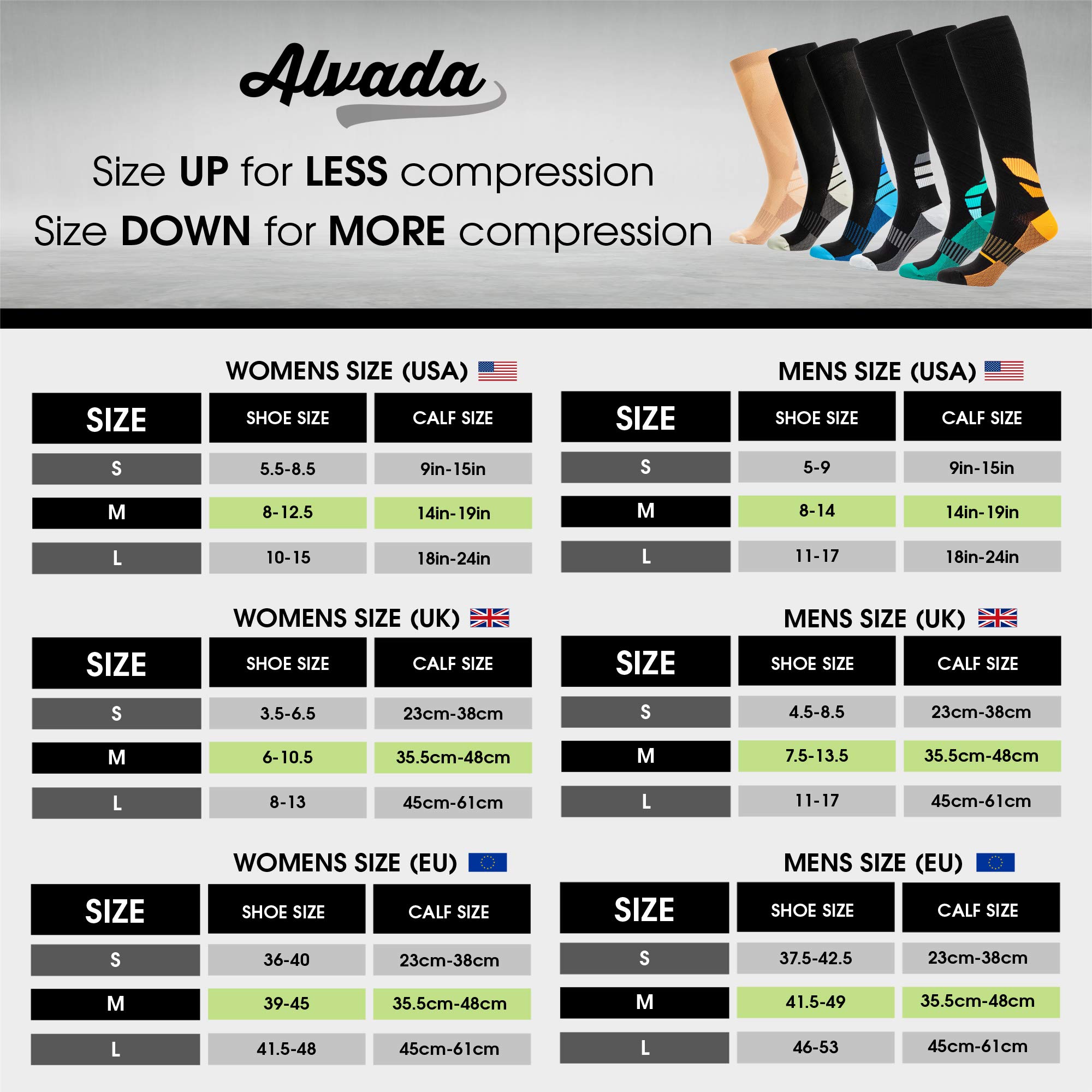 Alvada Compression Socks for Men & Women 1 Pair 4027 Blue L
