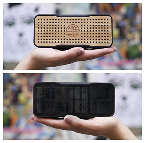 Reveal Solar Speaker, Portable Wireless Bluetooth Bamboo Speaker & Phone Charger Eco-Friendly Bamboo Wood Design