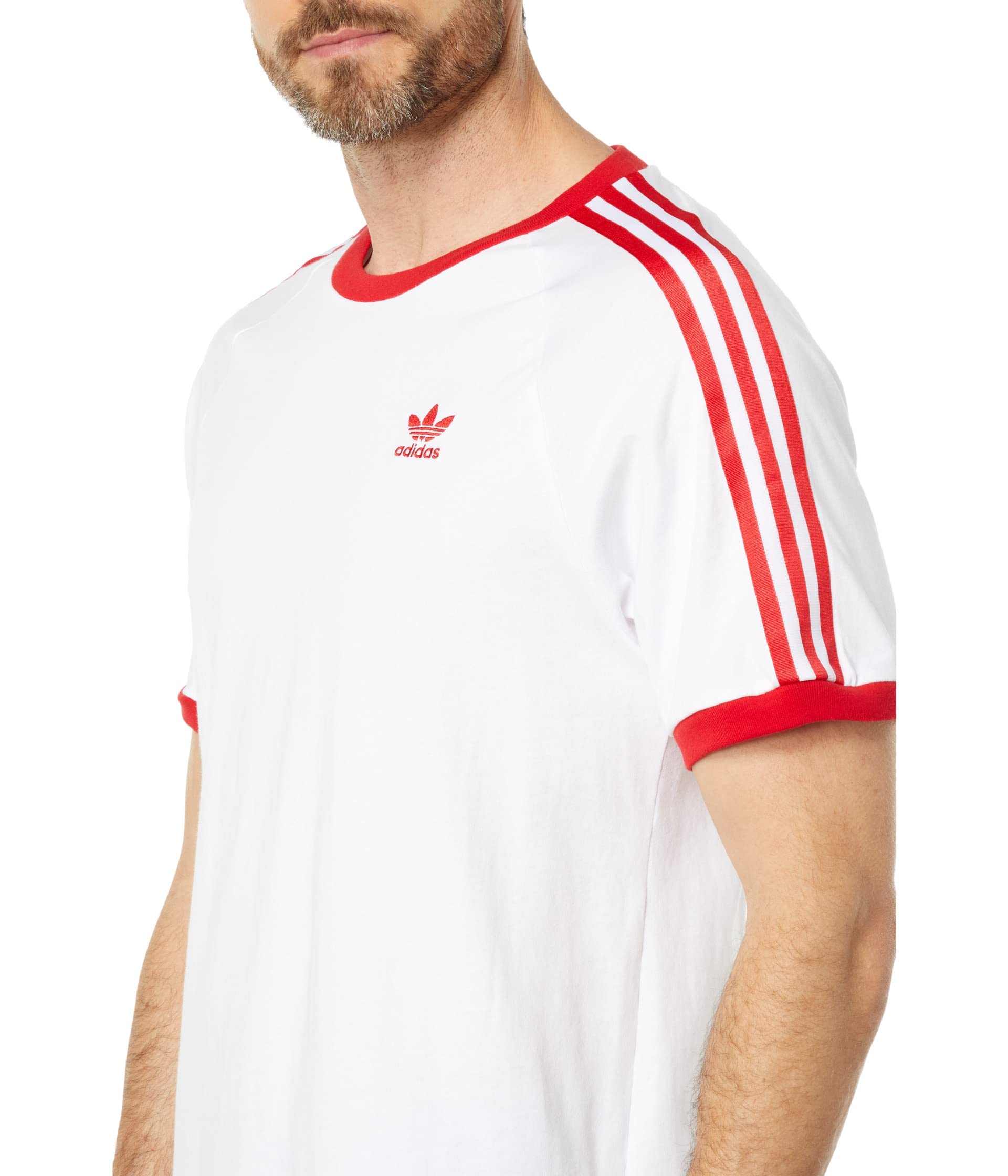 adidas Originals 3-Stripes Tee White/Scarlet MD Medium