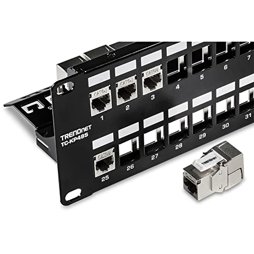 TRENDnet 48-Port Blank Keystone Shielded 2U HD Patch Panel, TC-KP48S, 2U 19” Metal Rackmount Housing, Network Management Panel, Recommended with TC-K06C6A Cat6A Keystone Jacks (Sold Separately)
