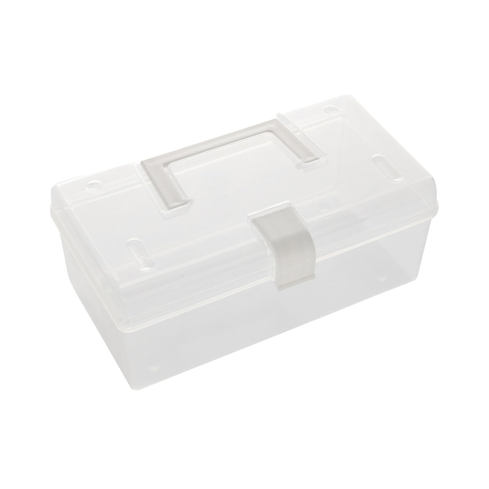 Haofy Clear Storage Box, Portable Plastic Container for Stationery Sewing Art Craft Jewelry with Lid (M)