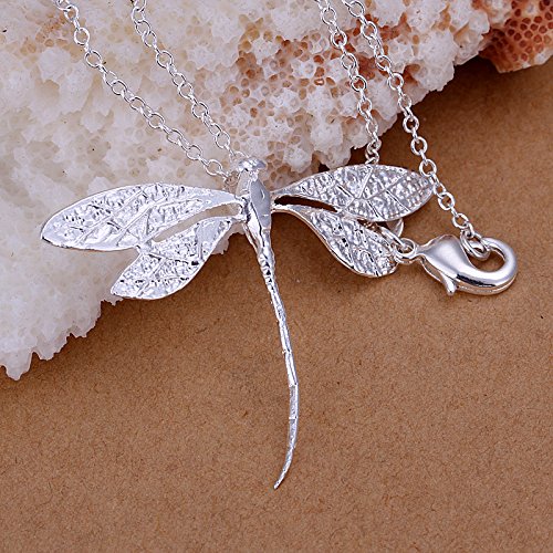 Adecco LLC New Jewelry Fashion Silver Dragonfly Necklace Pendant 18 inch Chain (dragonfly)
