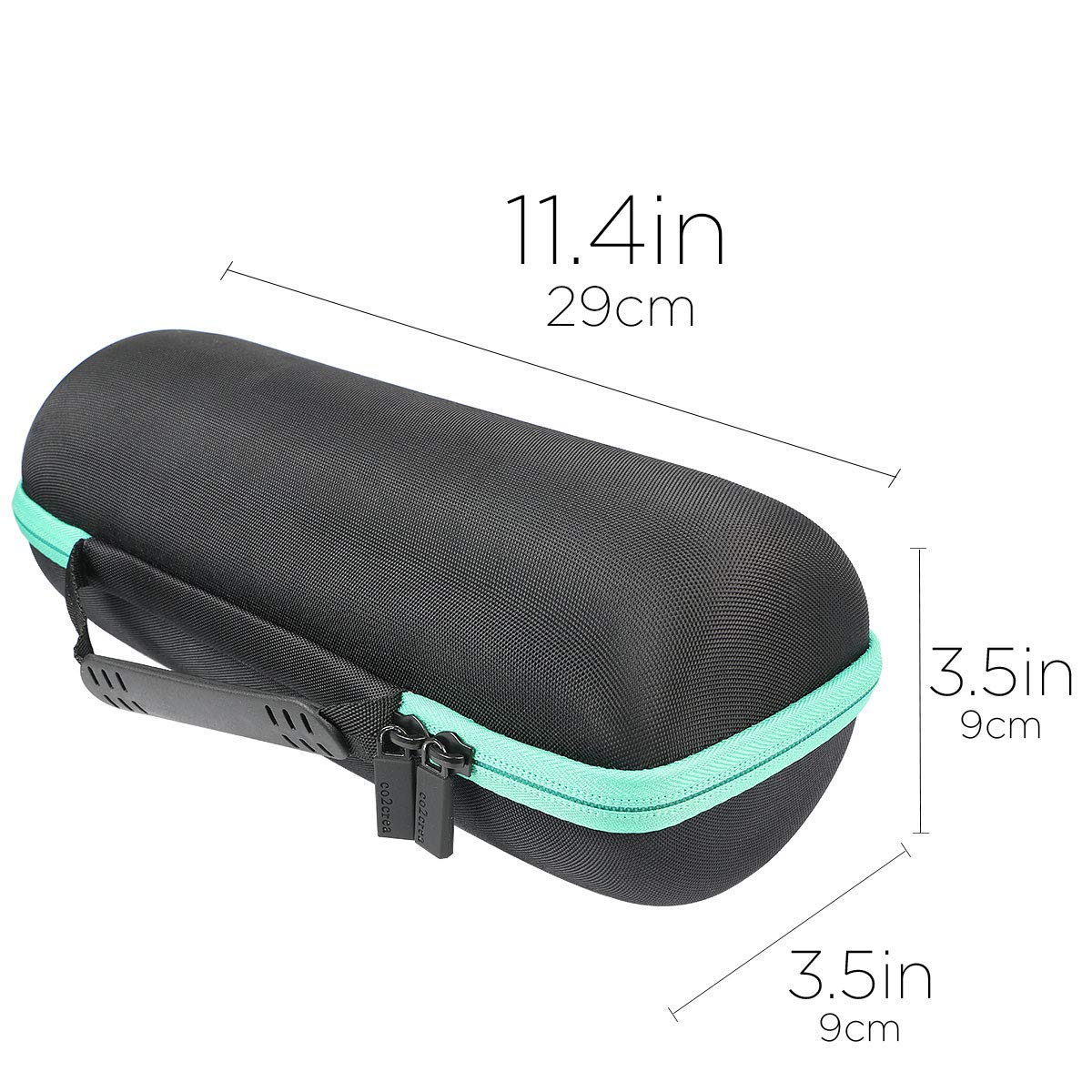 co2CREA Hard Travel Case Replacement for Replacement for JBL Charge 4 /Replacement for JBL Charge 5 Waterproof Bluetooth Speaker (Black Case + Teal Zipper)