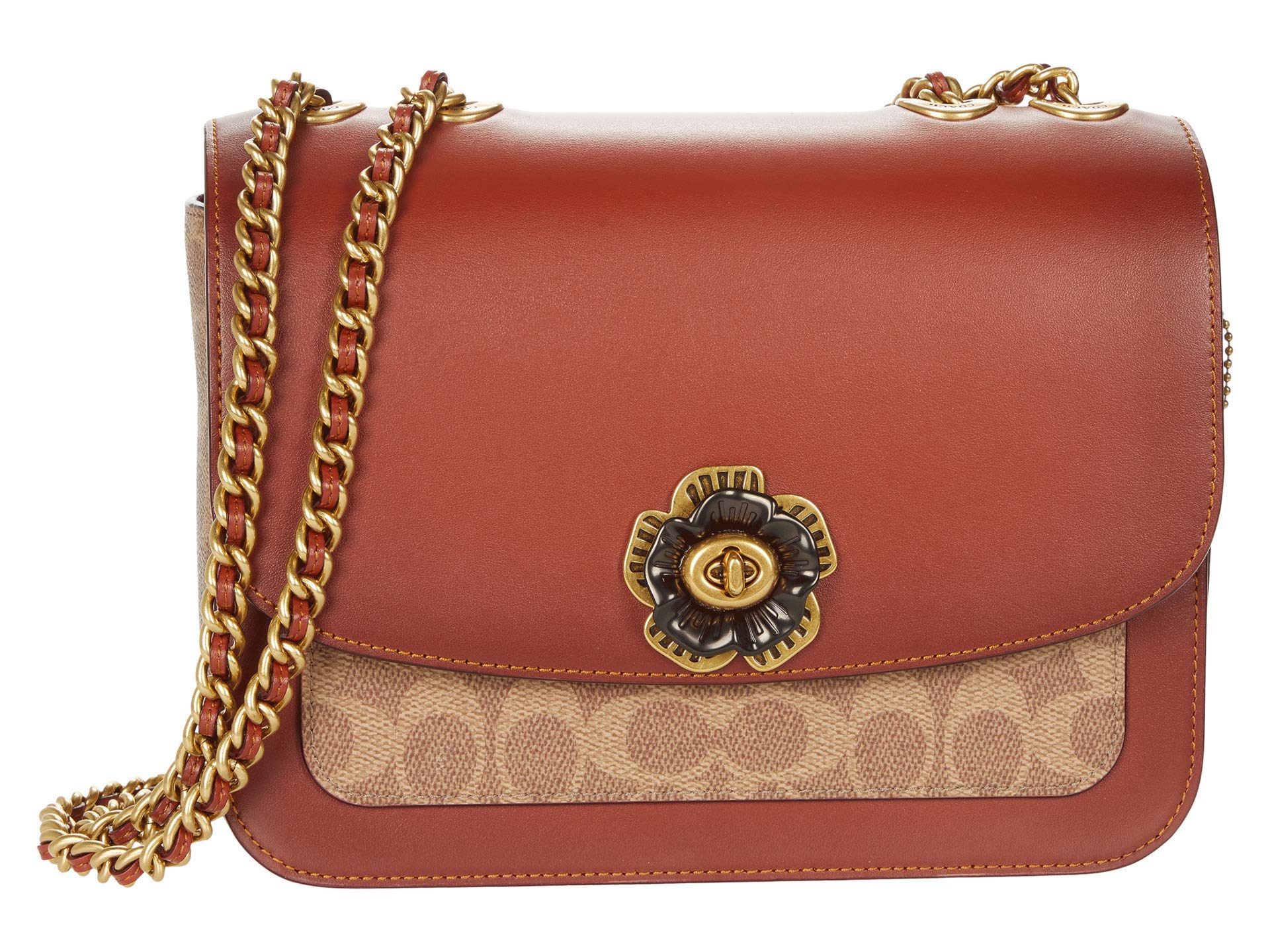 Coach Coated Canvas Signature Madison Shoulder Bag Tan Rust One Size