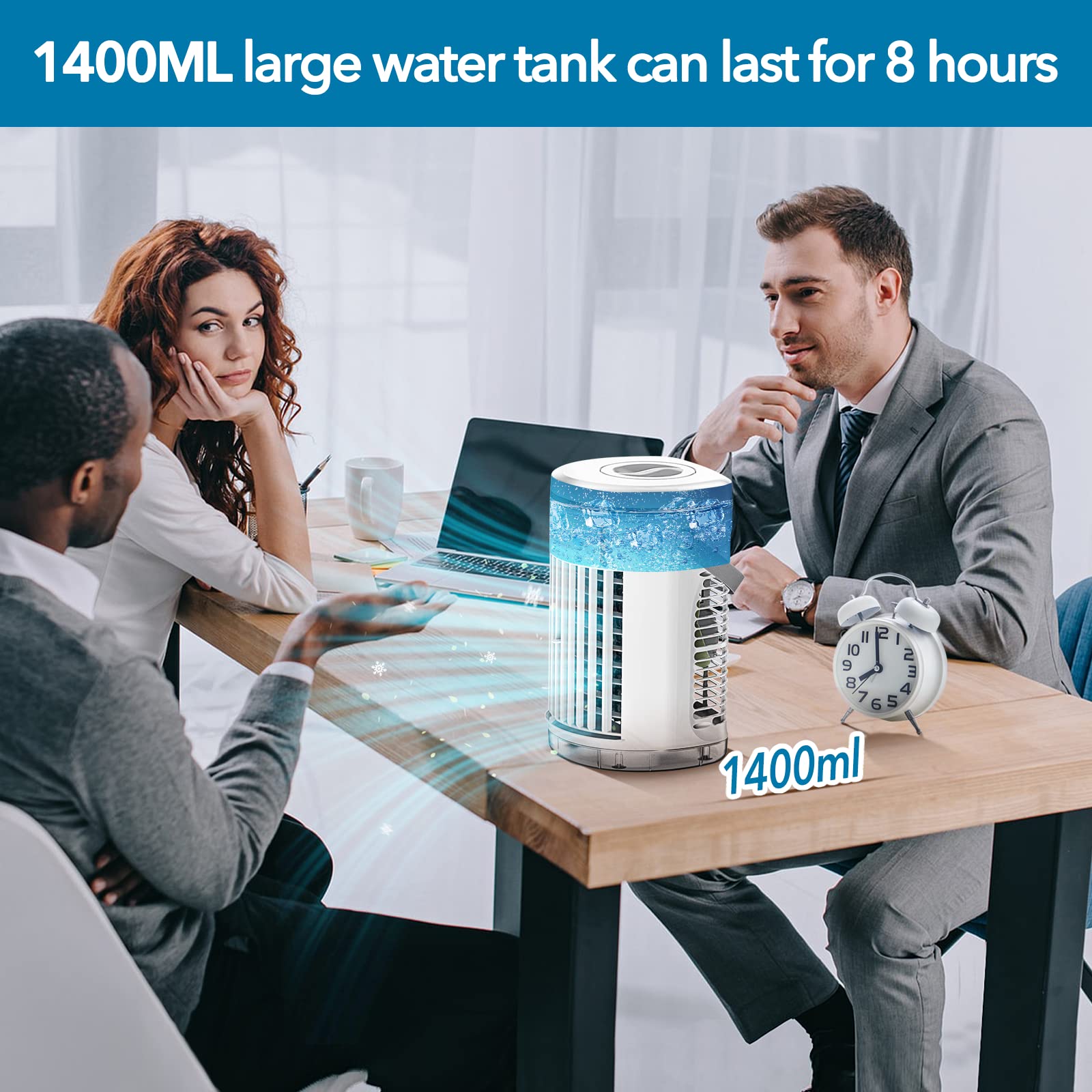 Portable Air Conditioner Fan, SKARIF Cooling Fan, Timer 3 Wind Speeds Air Cooler Fan, Personal Evaporative Cooler 2 Wind Modle Humidifier AC, Summer Quiet Fan with Night Light, Perfect for Home Office