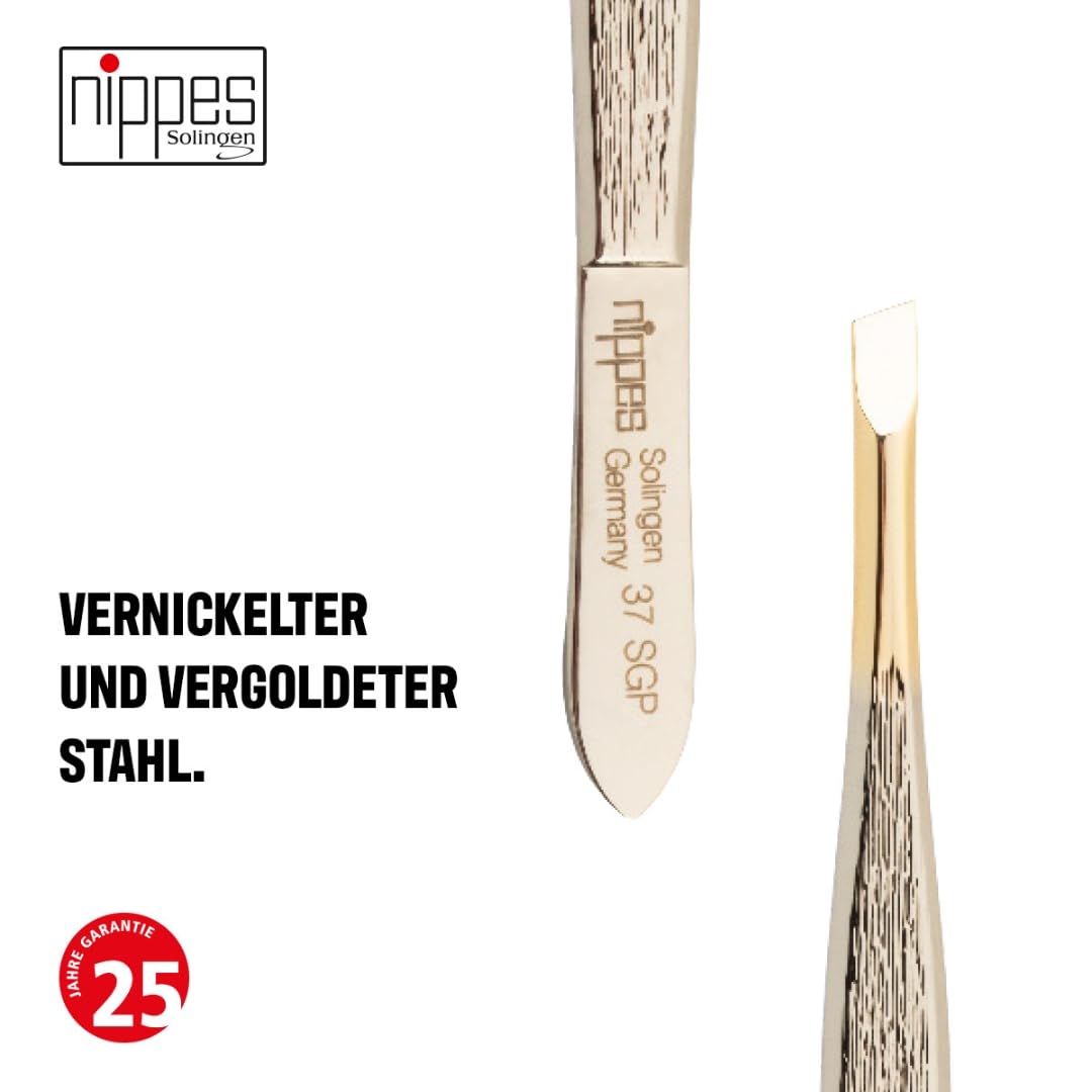 Nippes Solingen Tweezers 37SGP 9 cm for removing fine hairs nickel plated steel