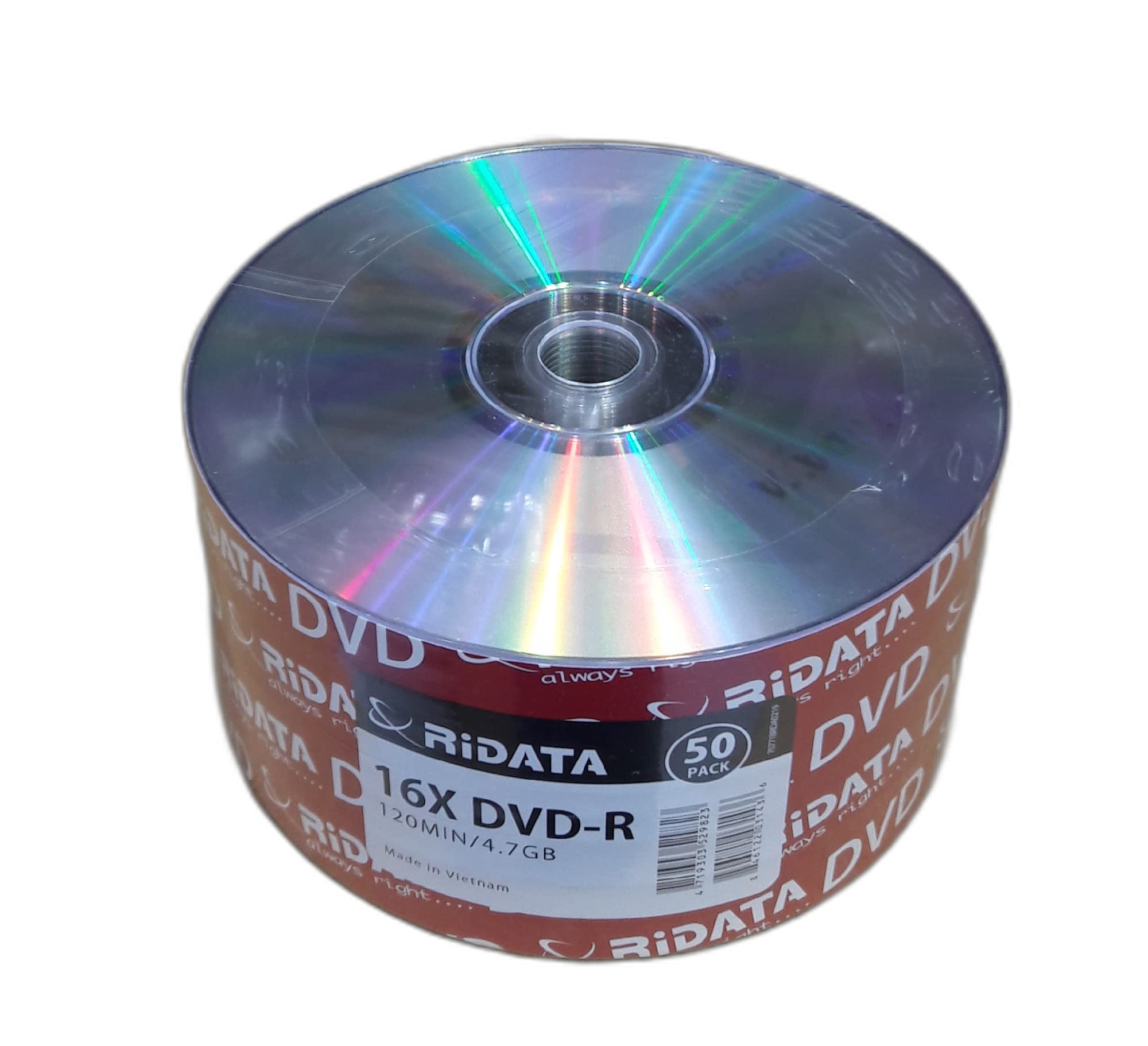 RiDATA DRD-4716-RD100ECOW 4.7GB 16X DVD-R 100 Packs Spindle Shrink Wrap
