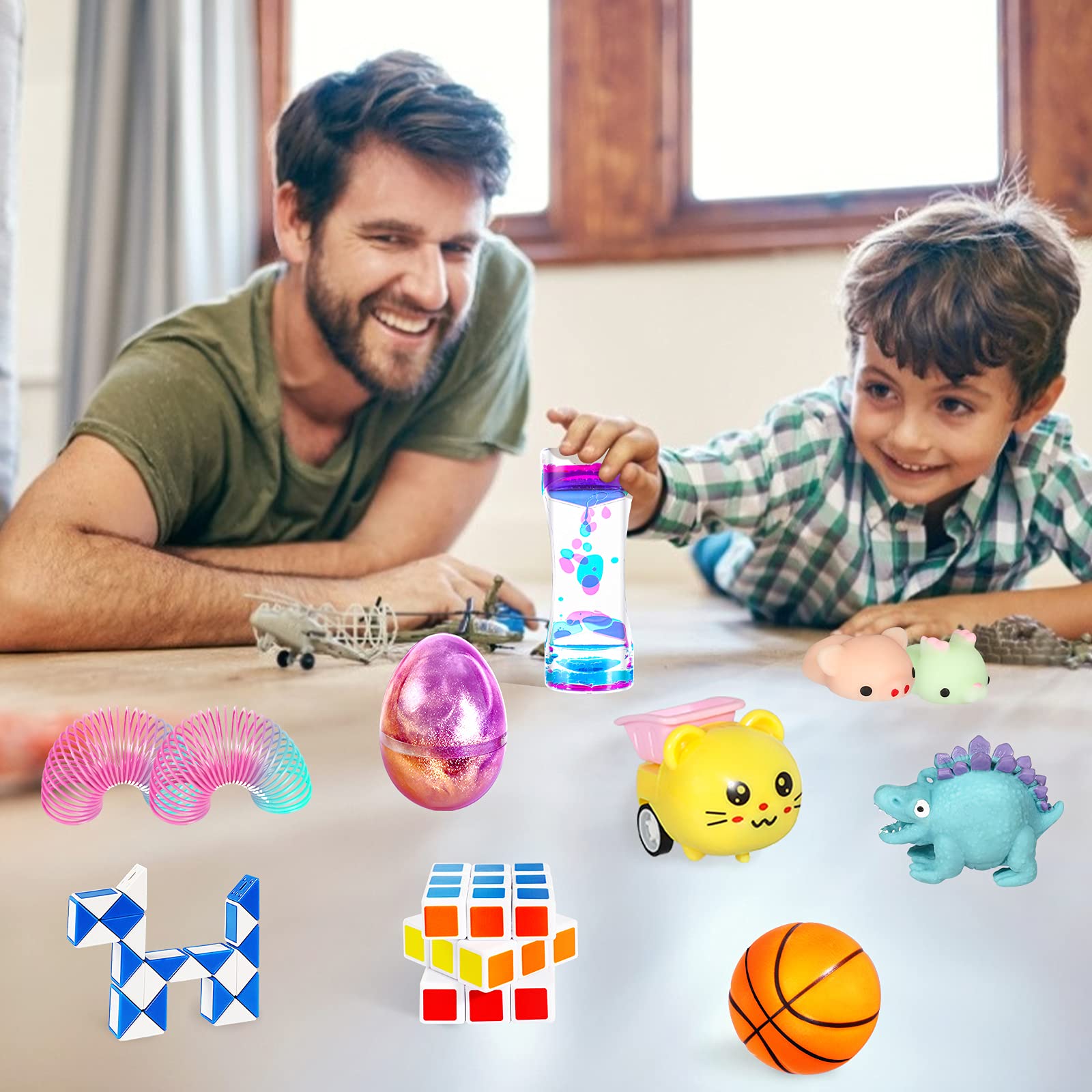 Max Fun Sensory Fidget Toys Set Bundle 48 Pack Stress Relief Anti-Anxiety Tools Toys for Kids Adult Children Autistic ADHD Fidgets Box, Squeeze Ball Marble Mesh Wacky Track