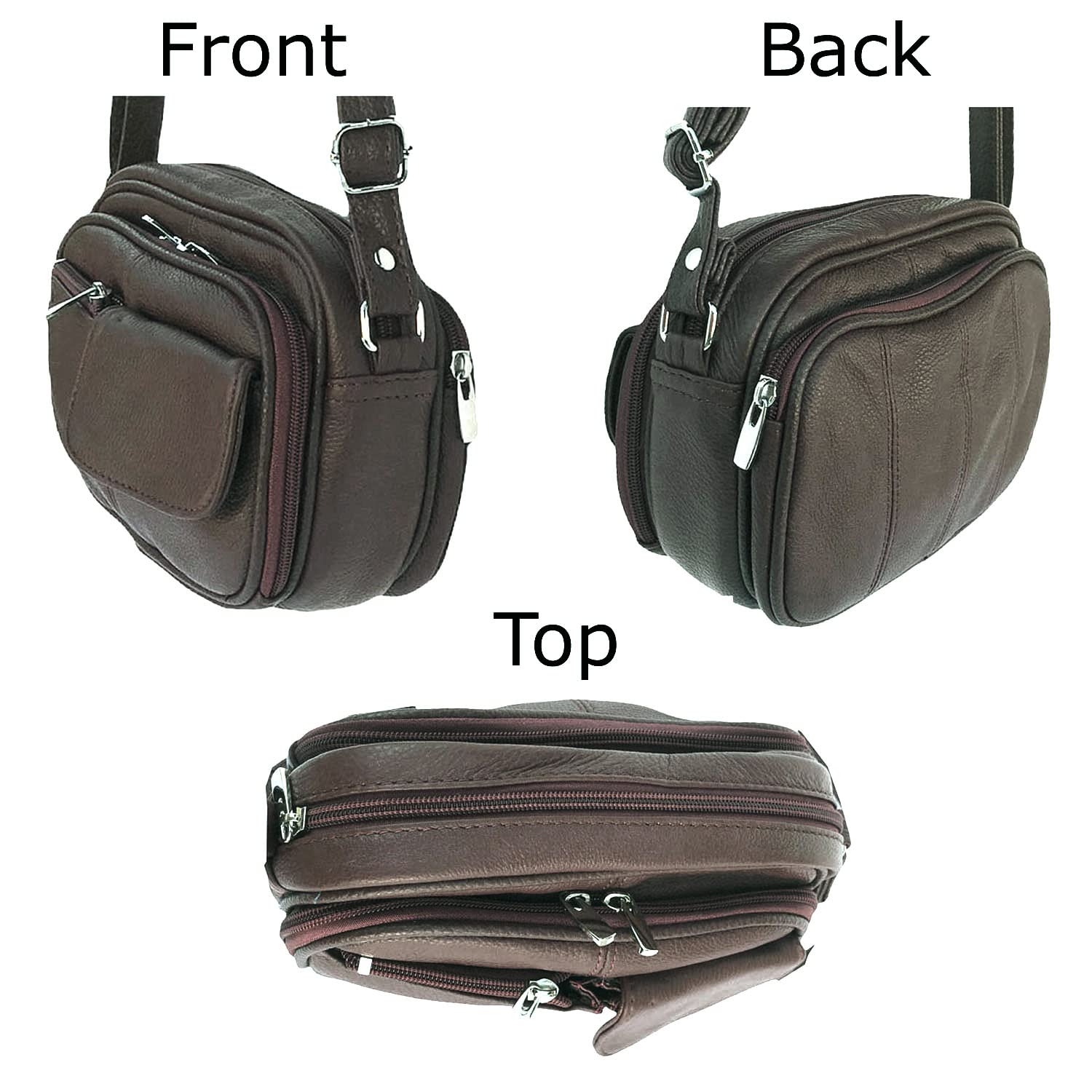 Cowhide Leather Women's Shoulder Purse Small Cross Body Organizer Bag with Many Pockets (Red-belt bag)