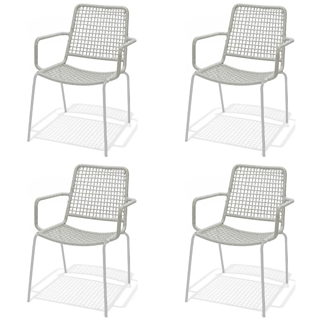 Brampton Le Mans Outdoor Set of 4 | Stacking Chairs | Perfect for Patio, Grey