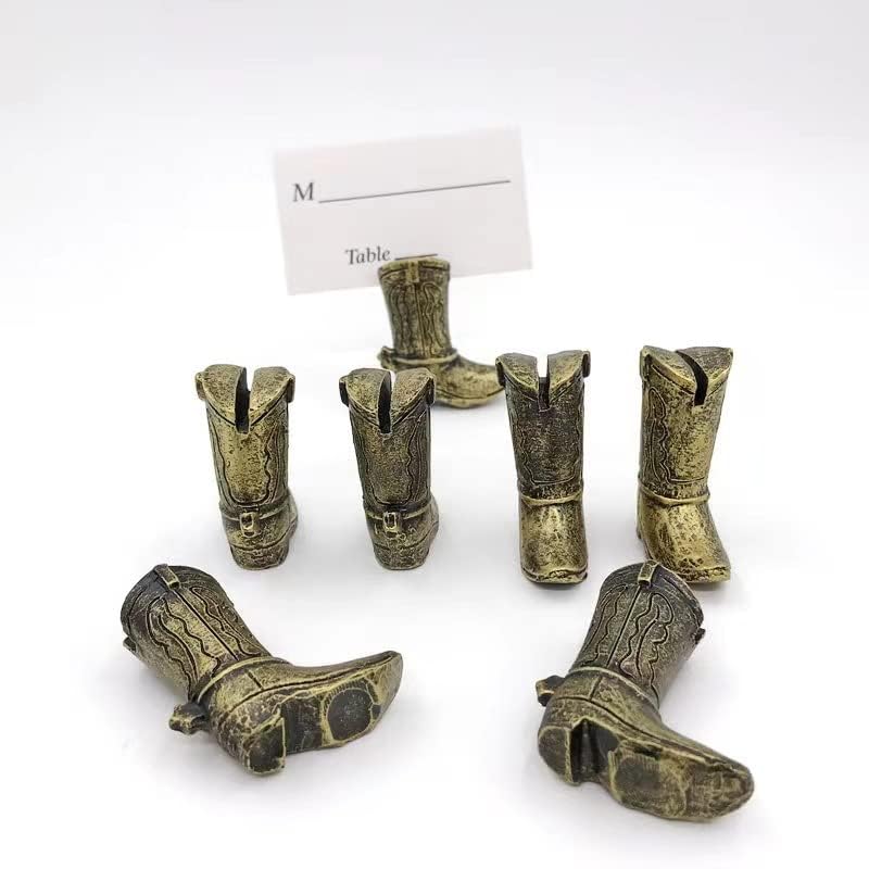 Bi-sonic lee 10PCS Golden Cowboy Boots Table Card Holder,Place Card Holders, Table Number Holder,Photo Holders, Party Favors, Wedding Decorations (Cowboy Boots,Golden)