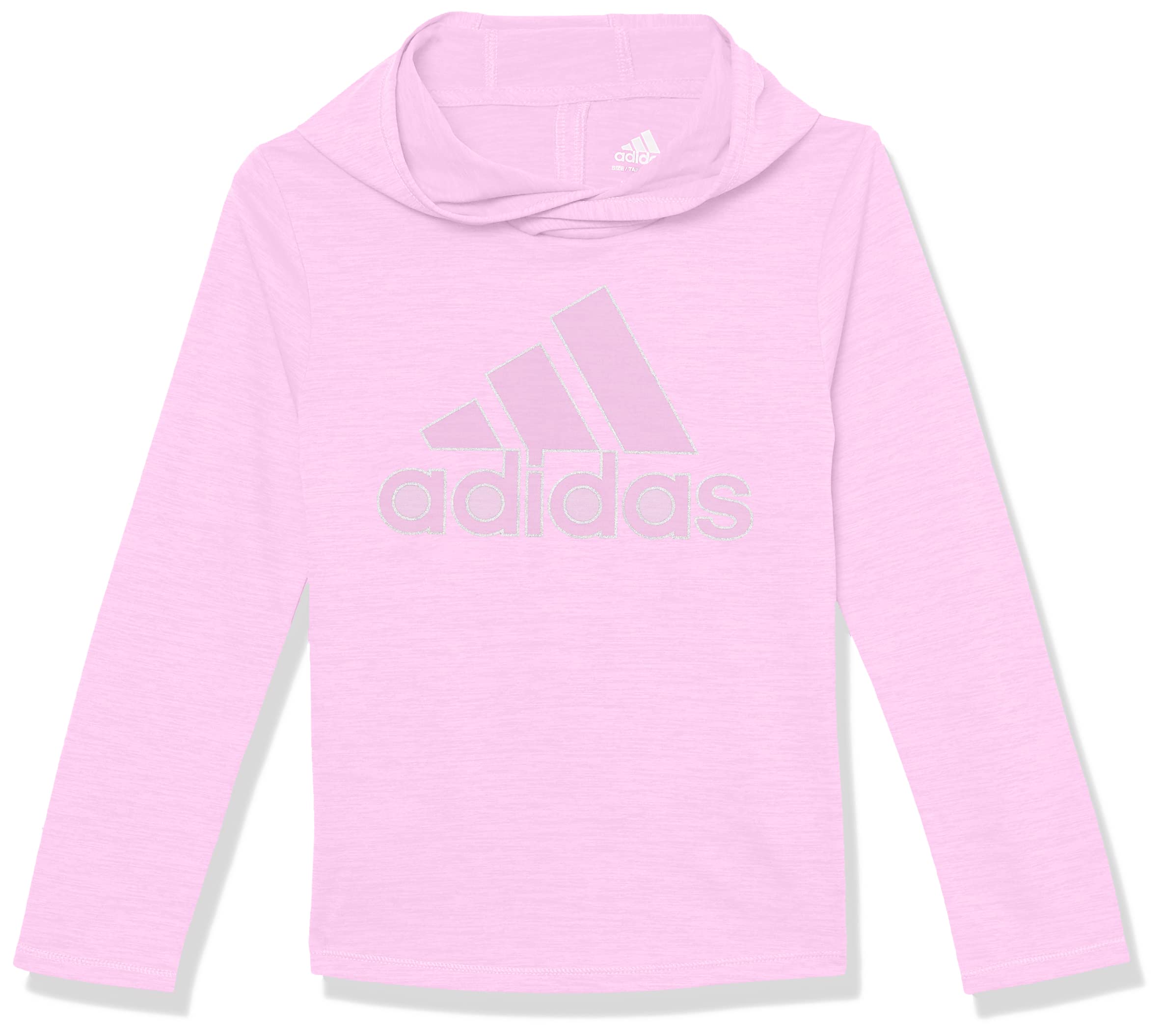 adidas Girls' Long Sleeve AEROREADY Mélange Hooded Top, Clear Lilac Heather, 4T