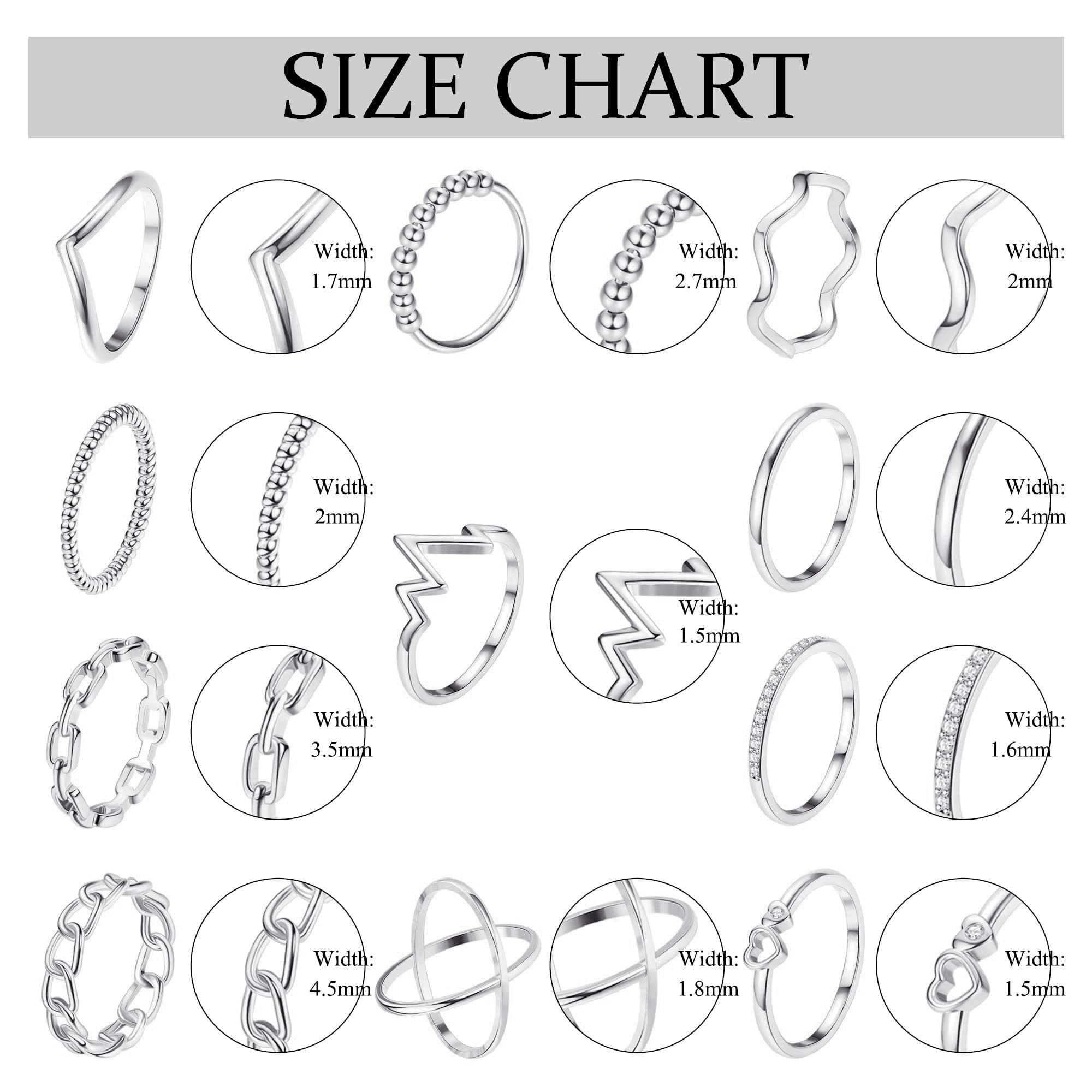ADRAMATA 11PCS 14K Plated Gold Rings for Women Stackable Rings Set Simple Thin Knuckle Rings Comfortable Plain Band Rings Cross Wave Ring Midi Rings Pack Size Silver 9,Silver