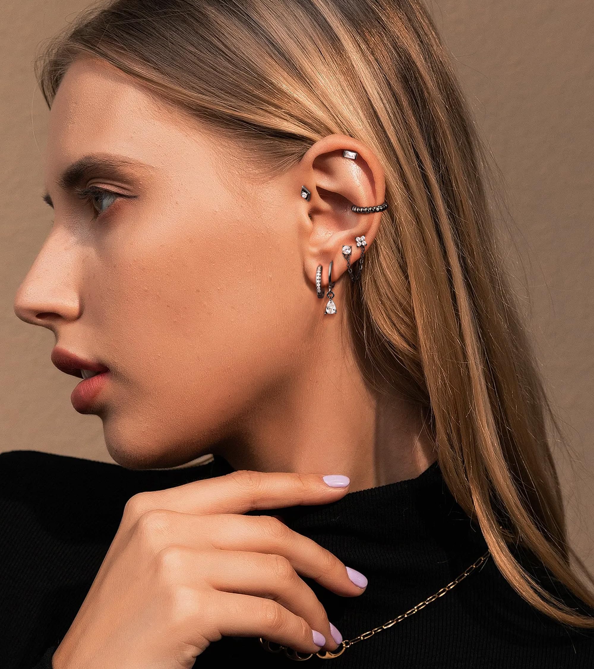 ADRAMATA 24Pairs Flat Back Stud Earrings for Women 20G Tiny Cartilage Earrings Stainless Steel Stud Earrings Set Comfortable Cartilage Piercing Screw Back Earrings Silver