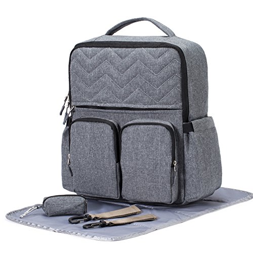 SoHo NY Diaper Backpack Bag 4Pc Chevron, Gray