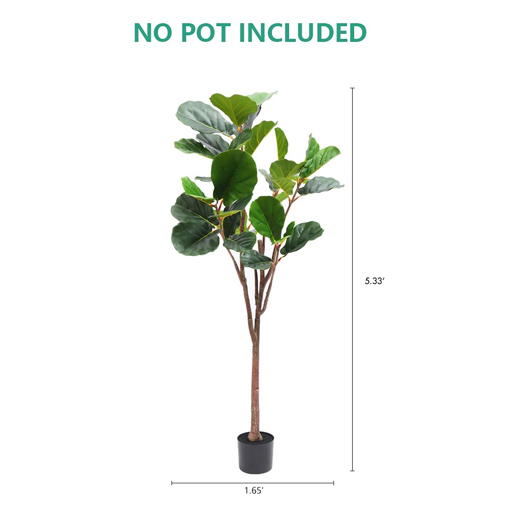 Fit Choice Fiddle Artificial Tree 5.33 Ft Fiddle Leaf Fig Tree with Realistic Nature Design and Durable Quality for Room, Office, Party, Garden (5.33 Ft Fiddle Leaf Fig), Green (533FIDDLE)