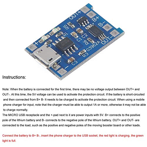 Organizer 12pcs TP4056 Charging Module 5V Micro USB 1A 18650 Lithium Battery Charging Board with Protection Charger Module (Micro)
