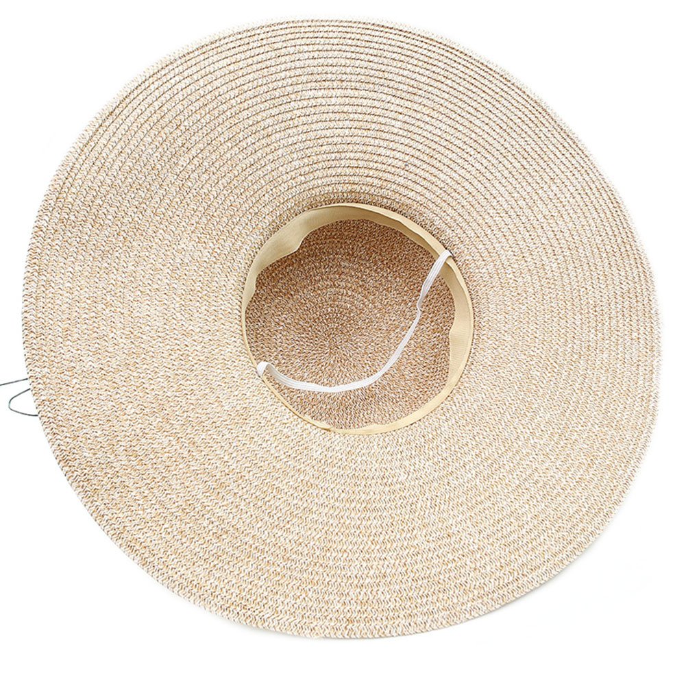 Adrinfly Women Floppy Beach Hat, Wide Brim Straw Sun Hat, Travel Foldable Packable Adjustable Summer Accessories UV UPF 50+ Khaki
