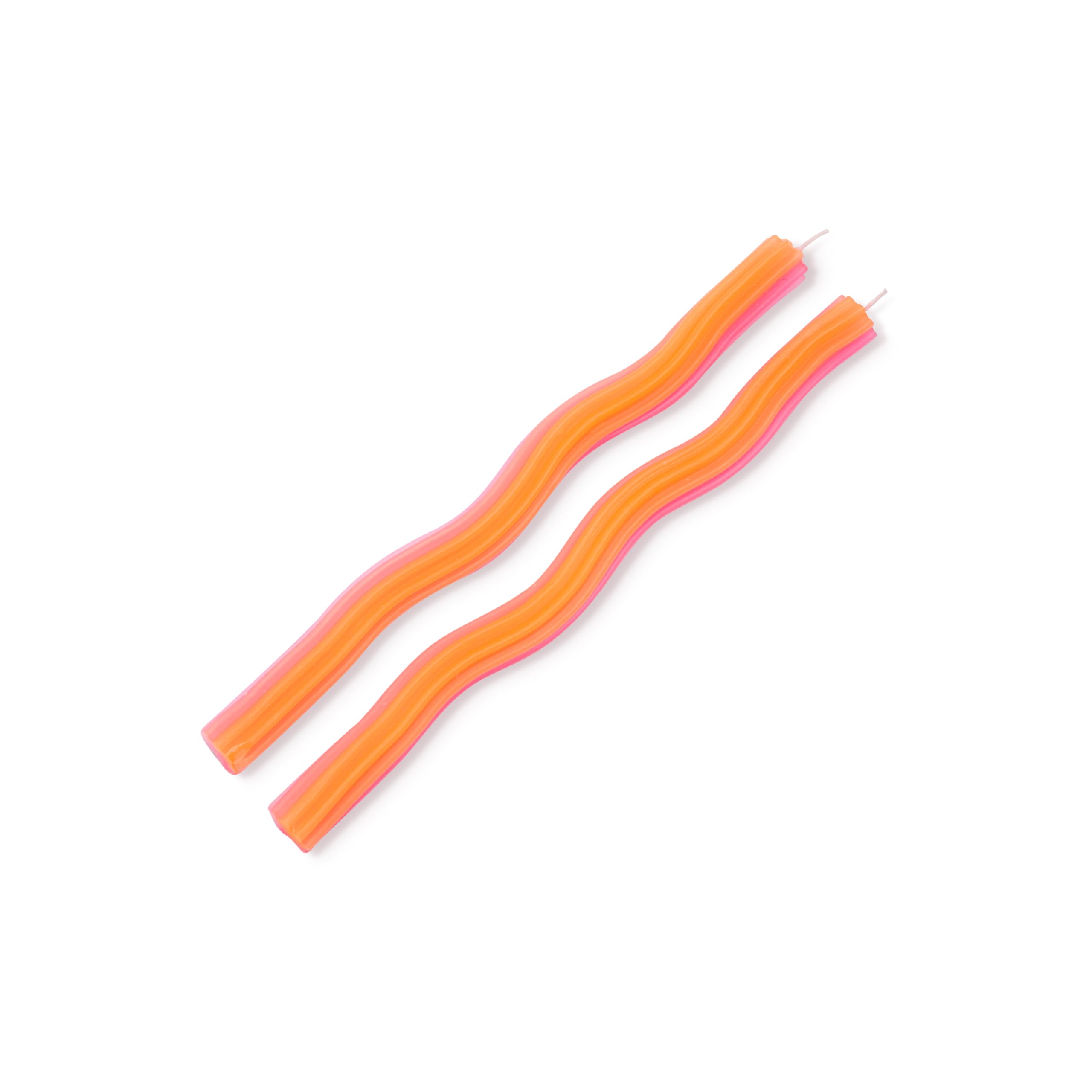 Wiggle Candles (2 Pack) - Joyful Dancing Design Taper Candlesticks | Bright Colors | 7/8β diam x 11β Length | Designed by Lex Pott | Made in USA (Orange)
