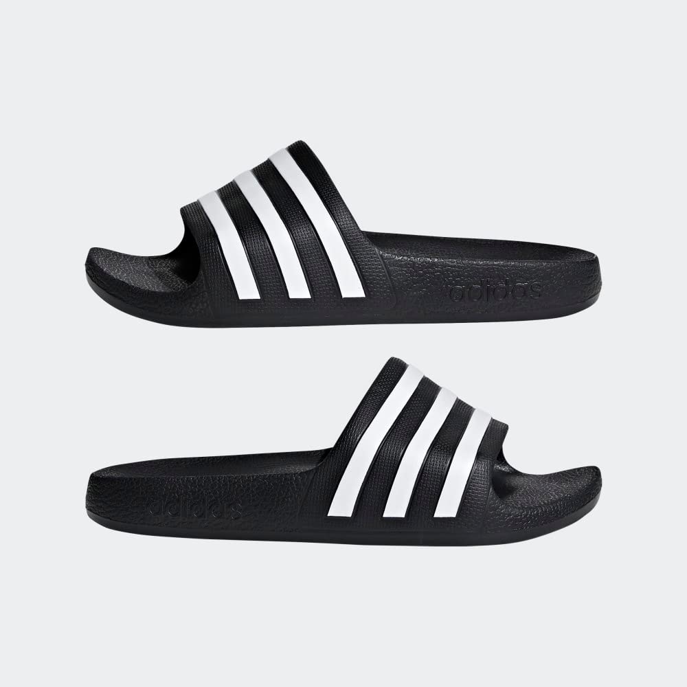 adidas unisex child Adilette Aqua Water Shoe, Core Black/White/Core Black, 1-13 Big Kid US