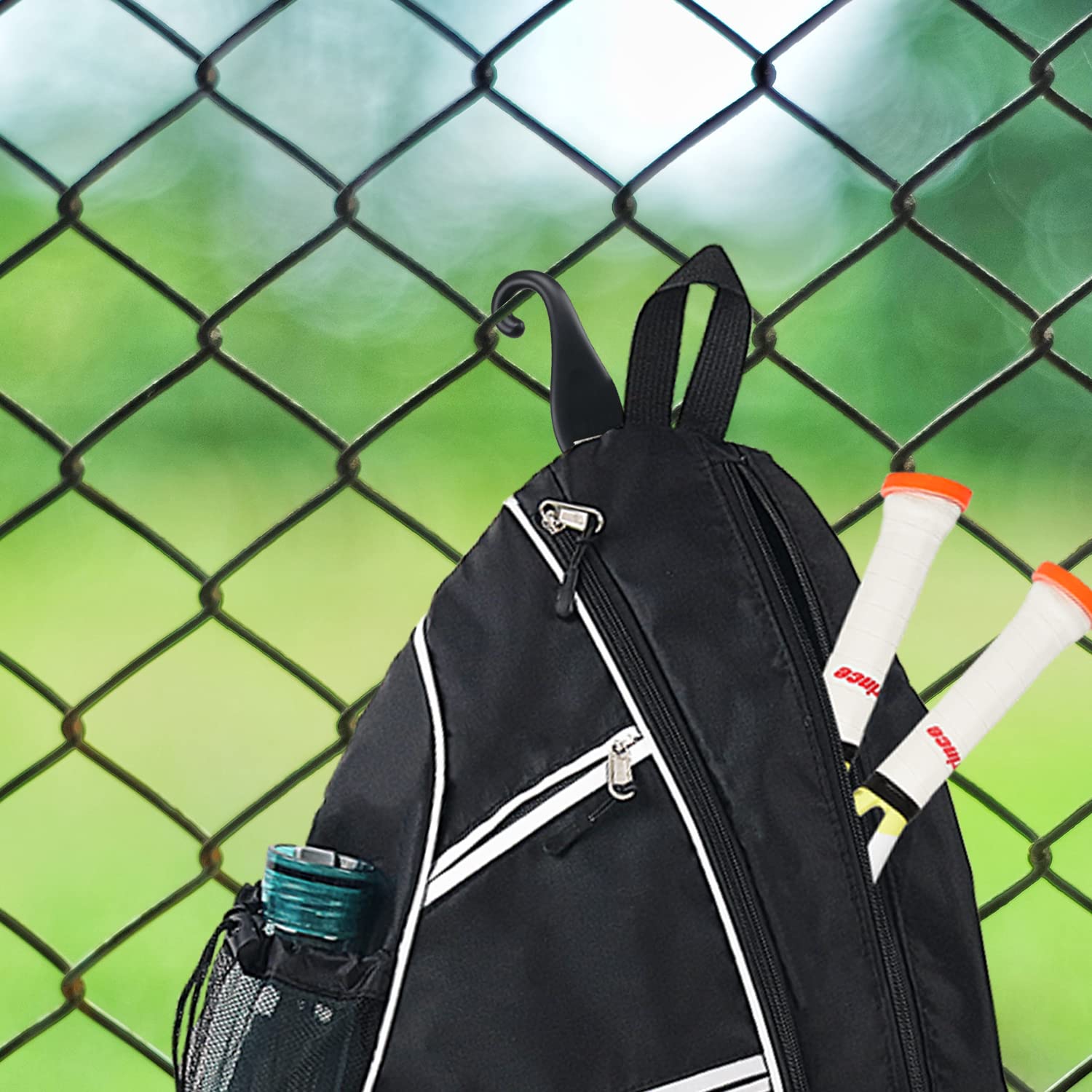 Alytree Pickleball Bag with Phone Holder on Strap, Lightweight Pickleball Crossbody Sling Backpack for Men Women, Adjustable Water Resistant Pickleball Paddle Bag with Fence Hook/Large Capacity