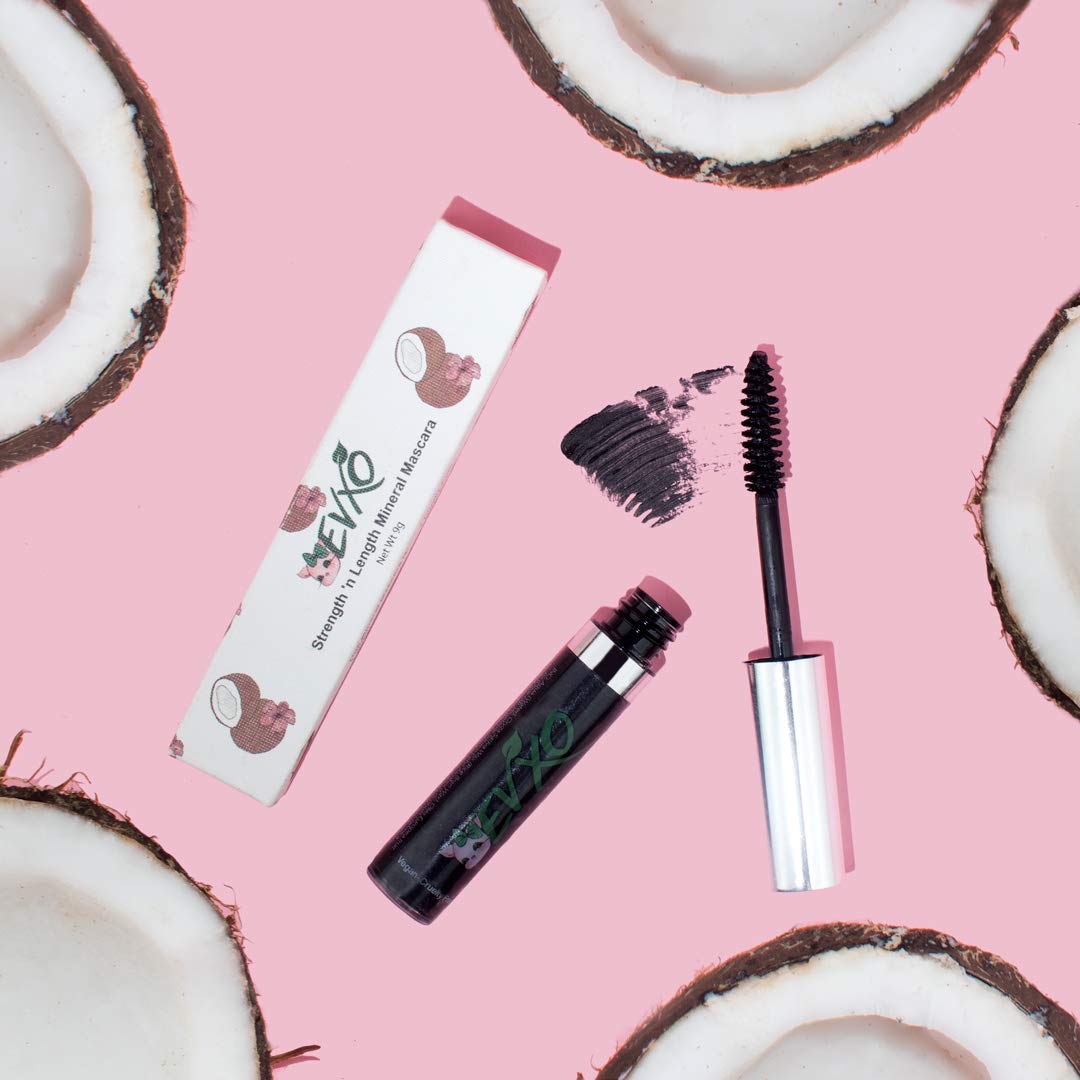 Mineral Mascara by EVXO - All Natural, Organic Ingredients, Hypoallergenic, Vegan, Cruelty Free, Gluten Free (Black)