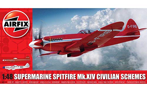 Airfix Model Set - A05139 Supermarine Spitfire MKXIV Civilian Schemes Model Building Kit - Plastic Model Plane Kits for Adults & Children 8+, Set includes Sprues & Decals - 1:48 Scale Model