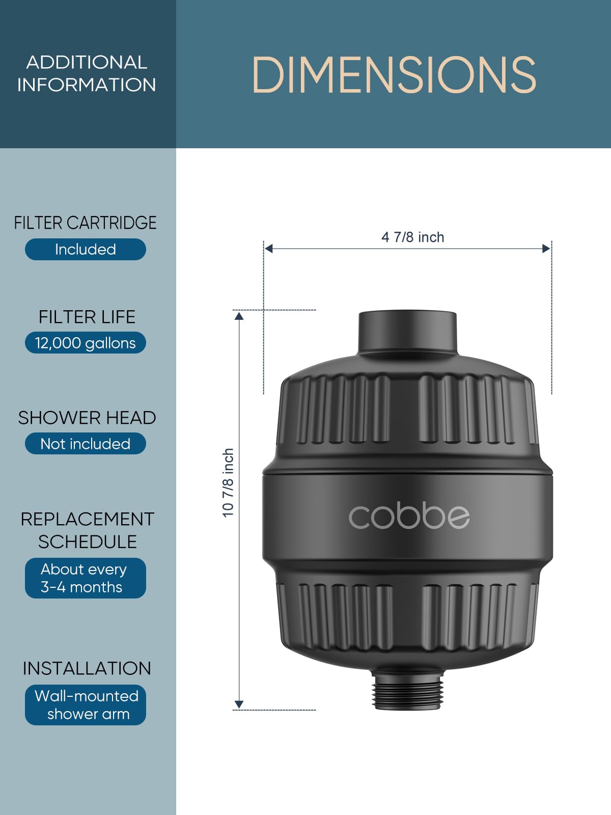 Cobbe HD HEAVY DUTY High Output Shower Filter β 99% REMOVAL Shower Head Filter for Hard Water, Heavy Metals, Chlorine and Harmful Substance, Improve your skin and hair - Black