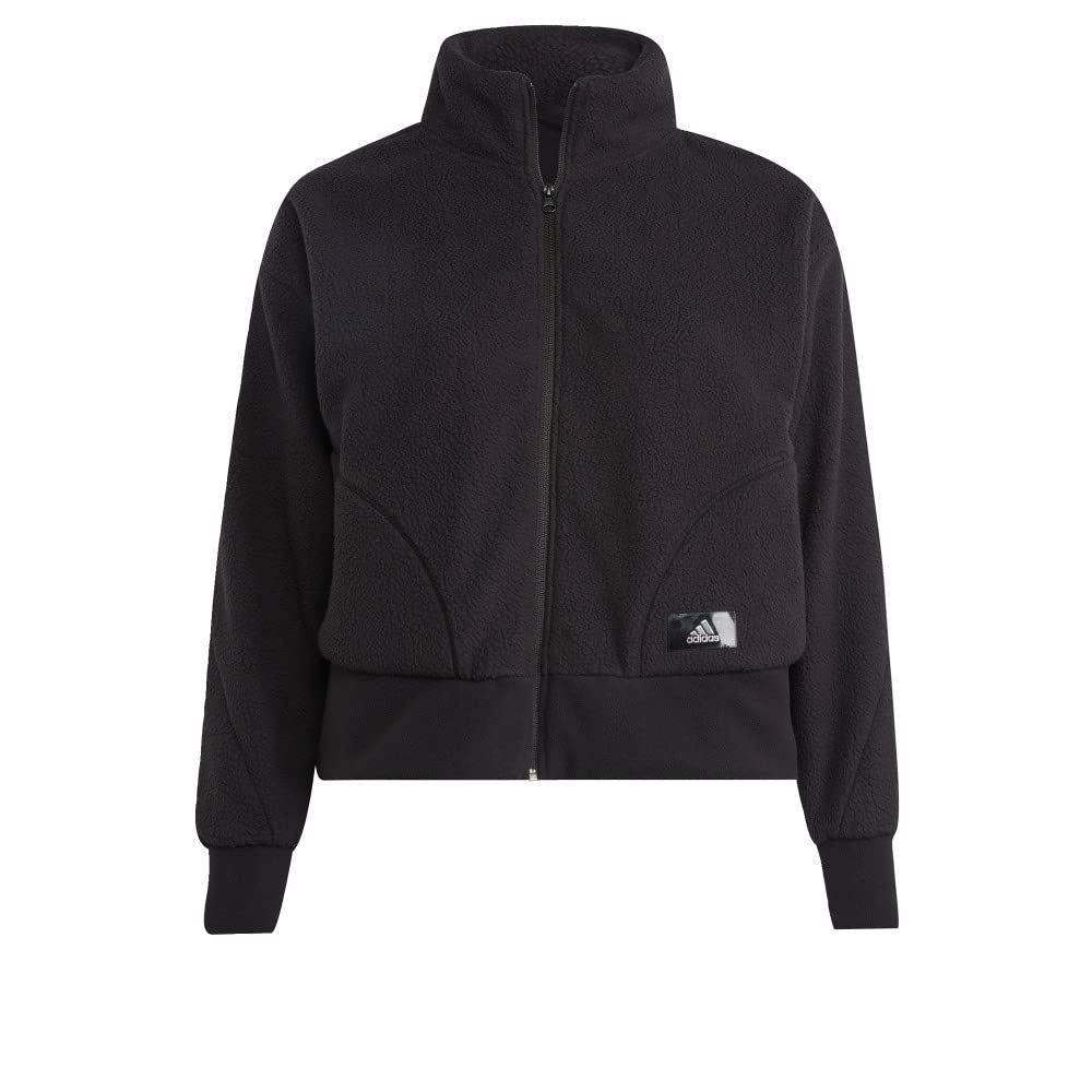 adidas Holidayz Sherpa Jacket (Plus Size) Women's, Black, Size 4X