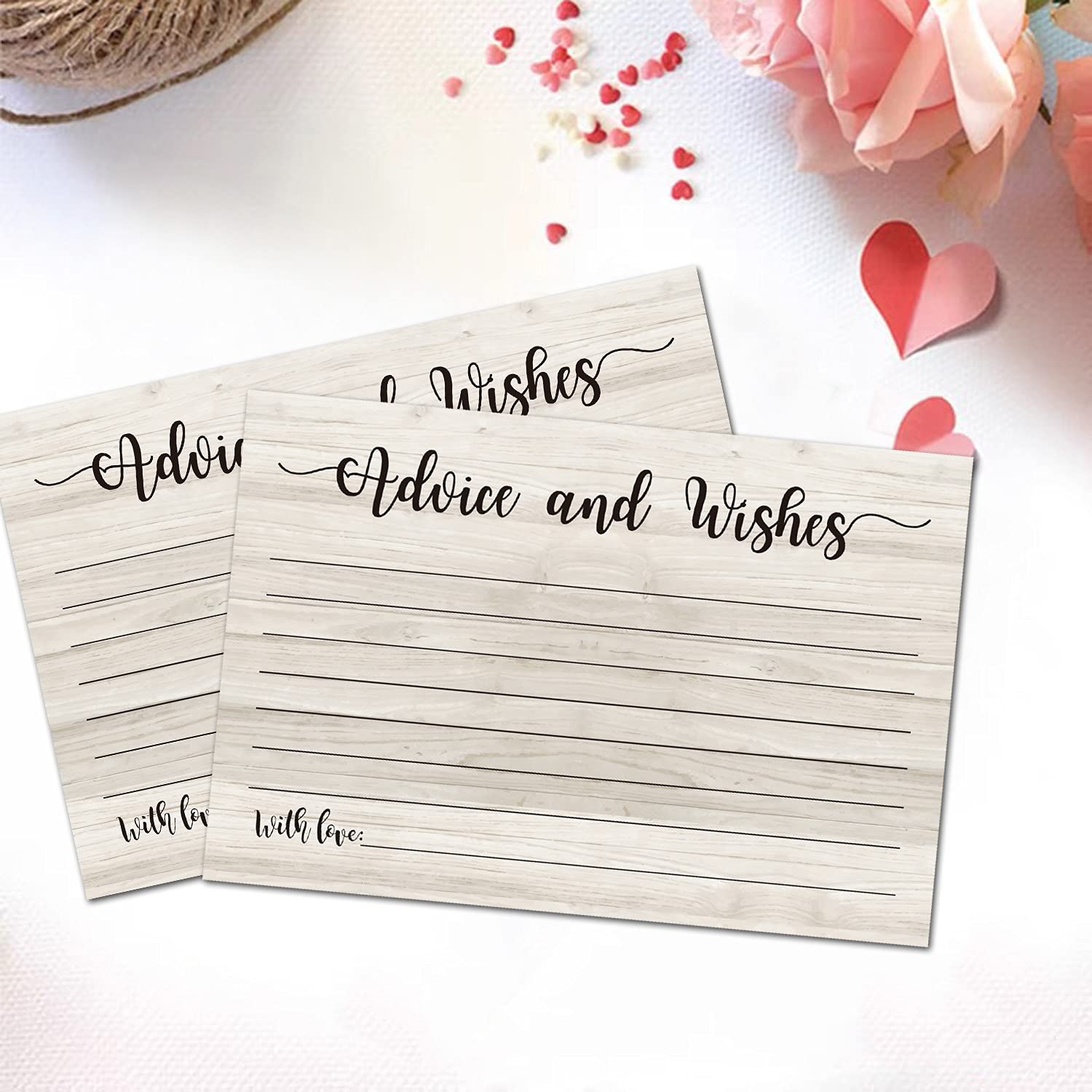 FARHTINANFX Advice and Wishes Cards, 50 Cards, for Wedding, New Mr and Mrs, Baby Shower, Retirement, Graduation, Anniversary (4" x 6")