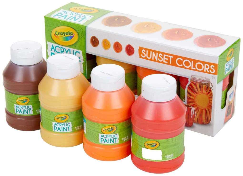 Crayola Paint Set in Sunset Colors, Multi-Surface Craft Paints, Painting Supplies, 4 Count