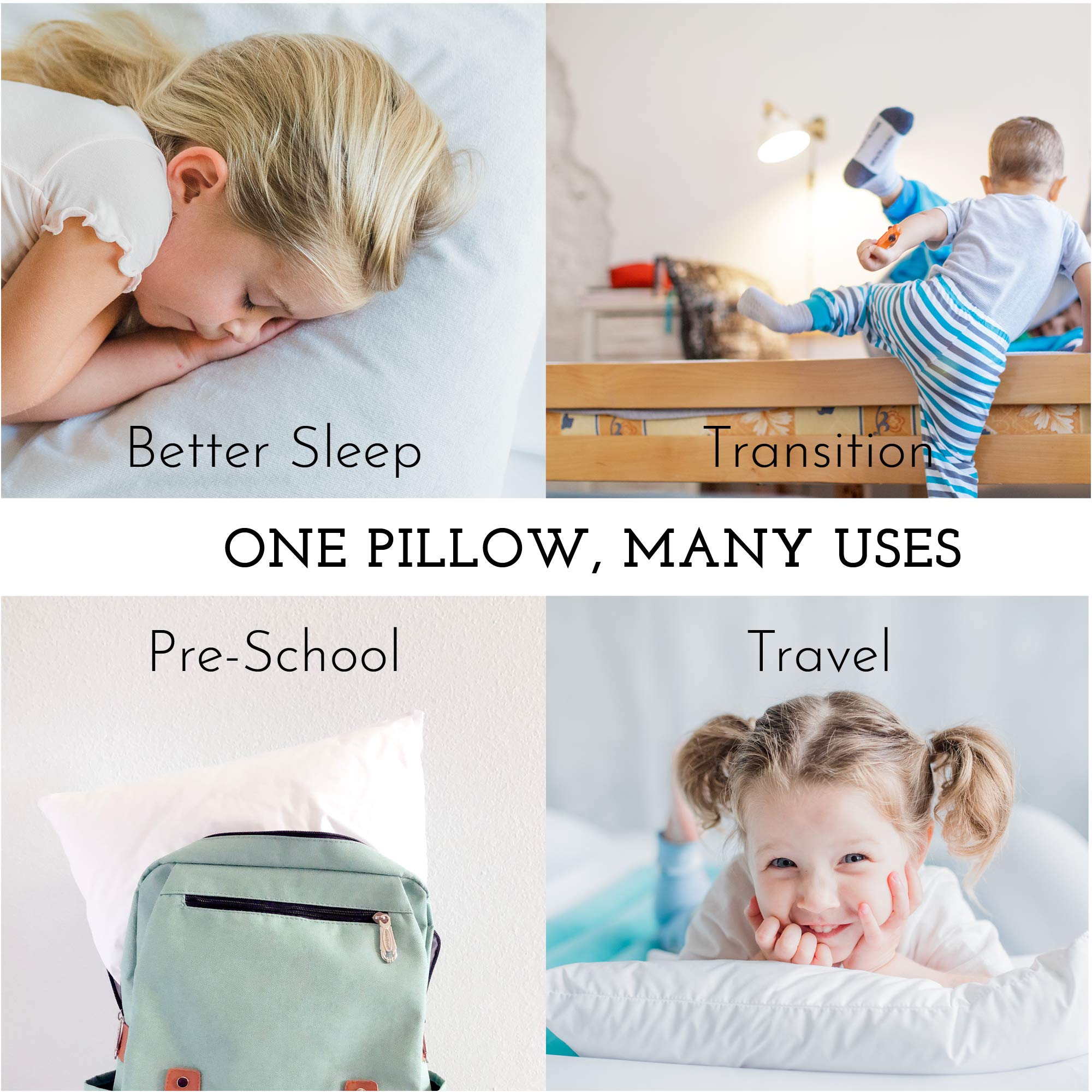 Youth Pillow - 16 X 22 - Soft & Hypoallergenic - Better Sleep for Kids - Toddler Bed Pillow - Perfect Size - Backed by Our Love The Fluff Guarantee (1 Pack)