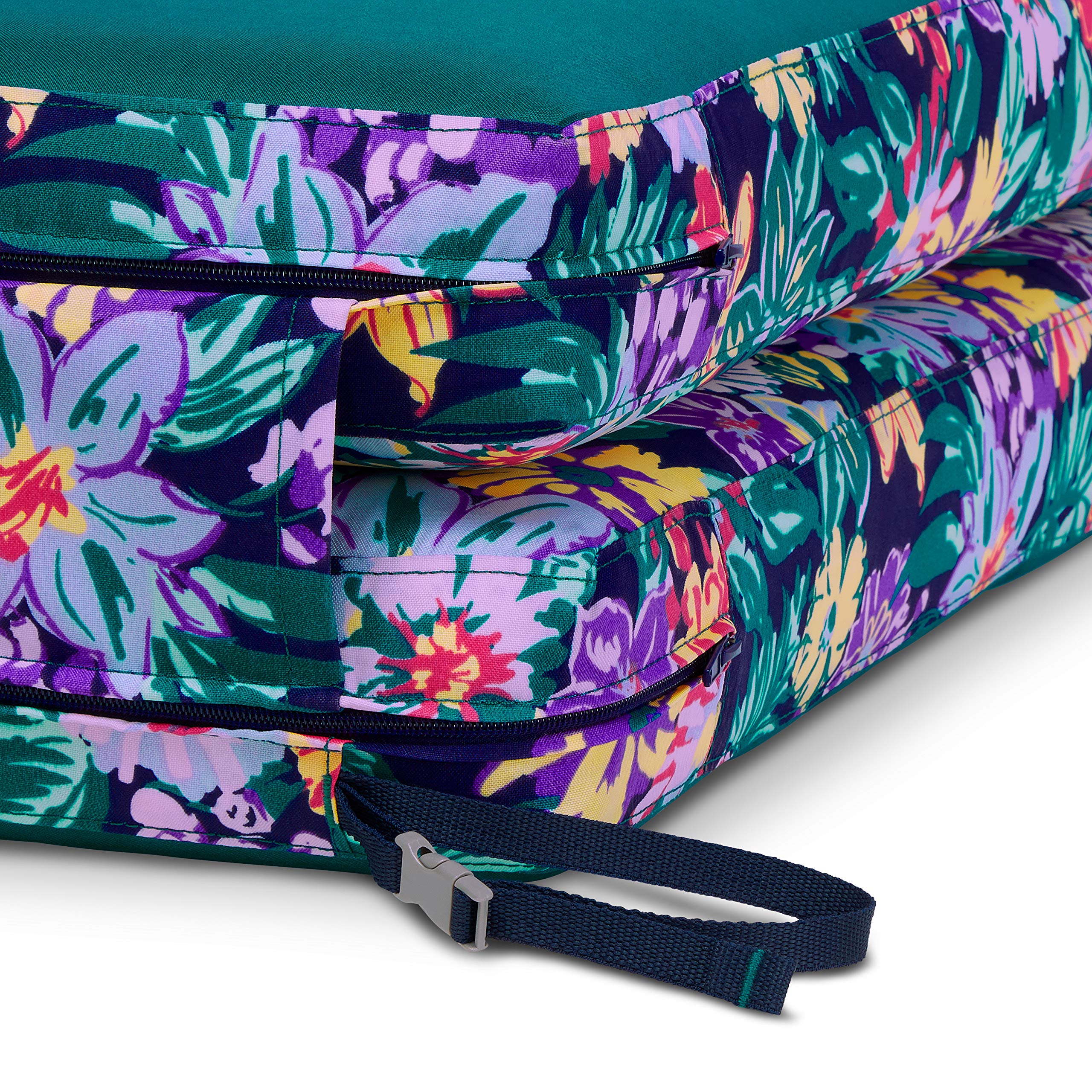 Classic Accessories for Vera Bradley Water-Resistant Patio Chaise Lounge Cushion, 26 x 48 x 32 x 3 Inch, Happy Blooms