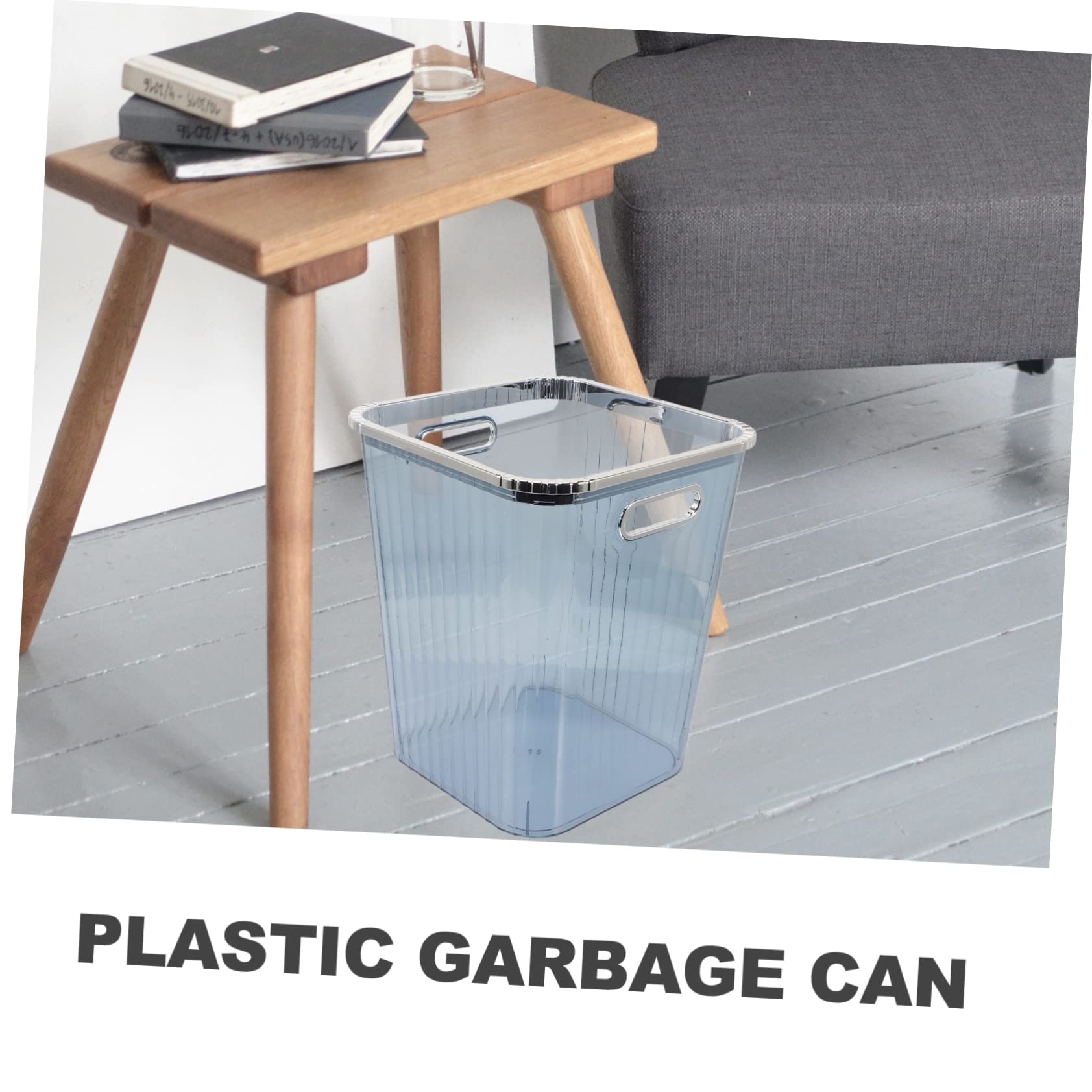 LABRIMP Garbage Can Trash Bin Container Square Bucket Bin with Ring Trash Can 13 Gallon Clear Trash Bin Pink Trash Bags Bathroom Wastebasket Kitchen Sanitary Bucket Office The Pet Slender