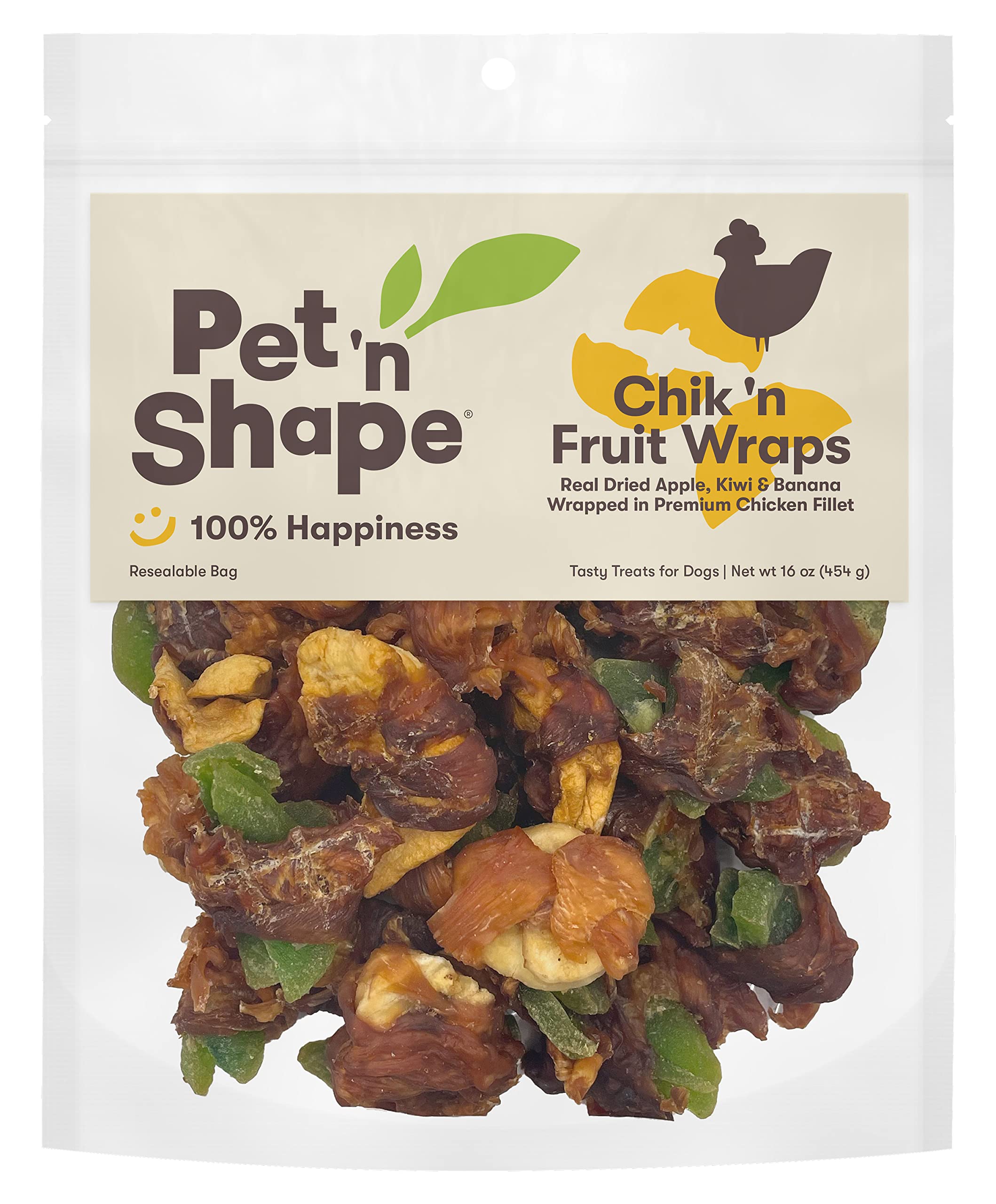 Pet 'n Shape Chik 'n & Fruit Wraps, 16 oz - Healthy, Protein Rich Treats for Dogs