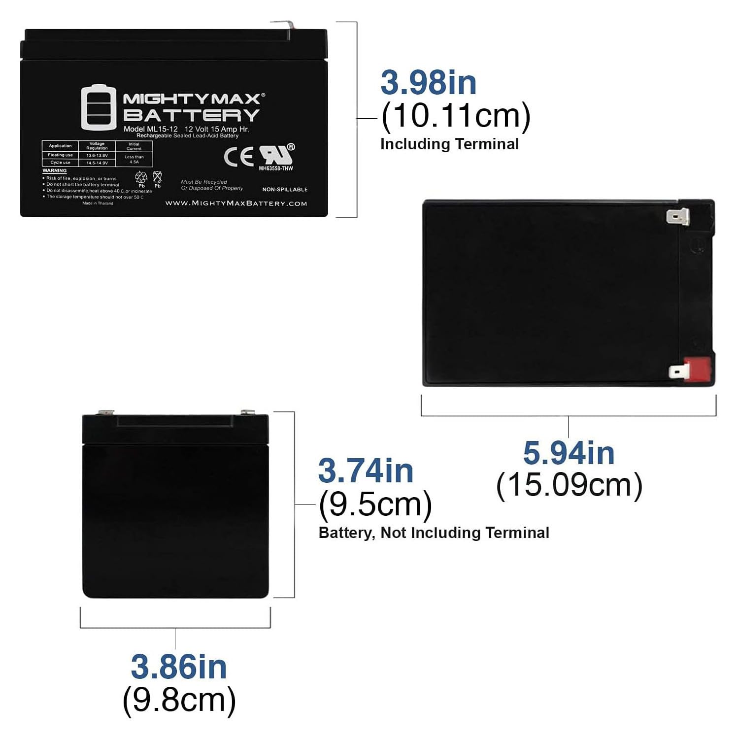 Mighty Max Battery 12V 15AH F2 Replaces Razor 15165070 MX650 Dirt R Comp. - 3 Pack